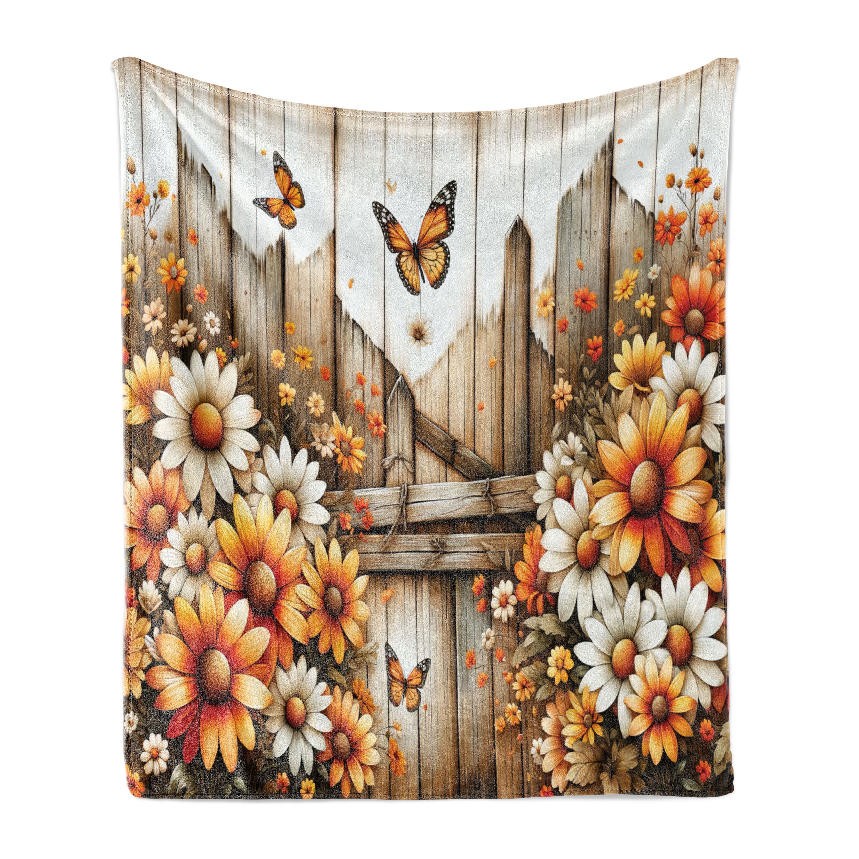 Ambesonne Rustic Fleece Throw Blanket Farmhouse Summer Chamomiles 50 ...