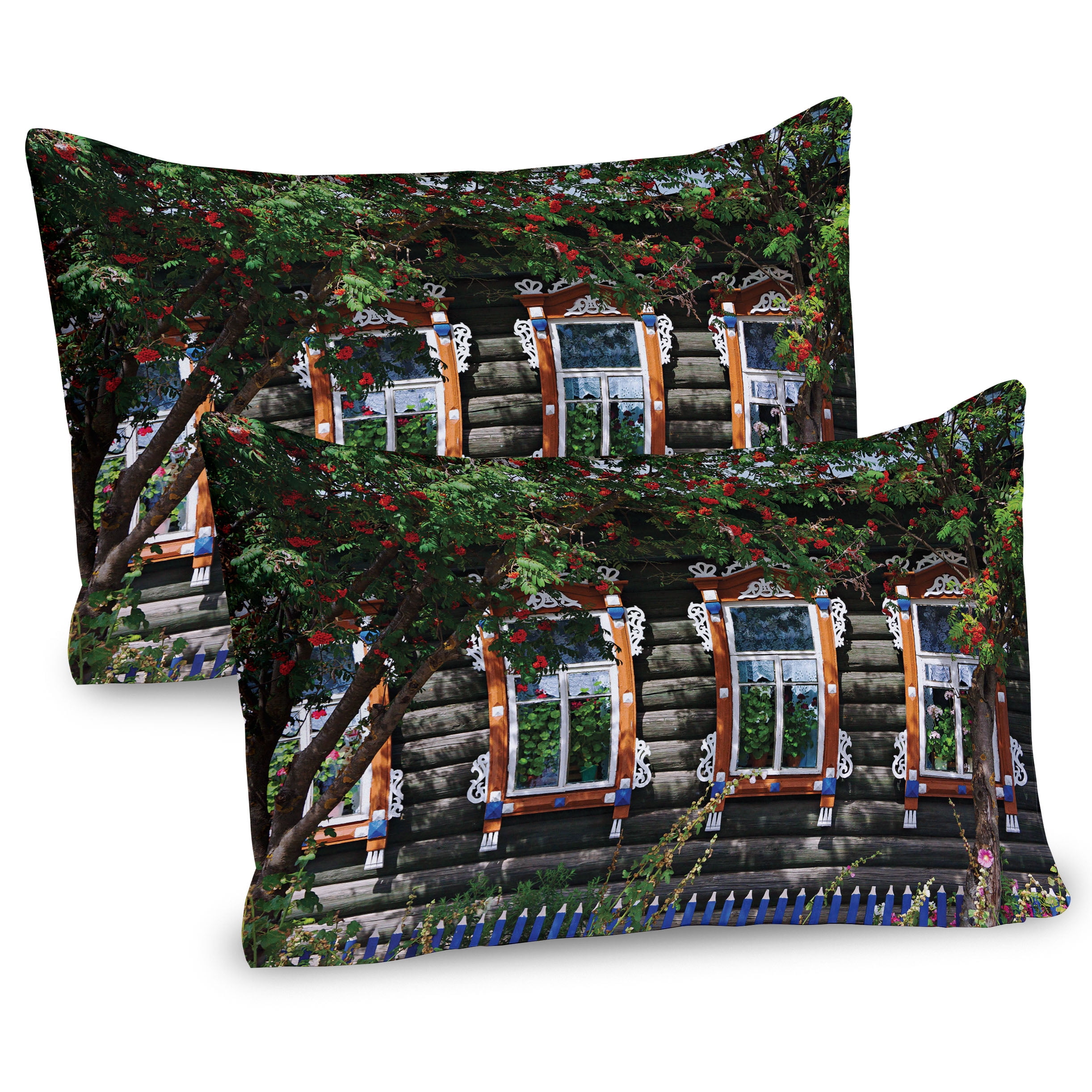 Ambesonne Rustic Pillow Sham 2 Pack, Ornate Wooden Shutters, 36"x20 ...