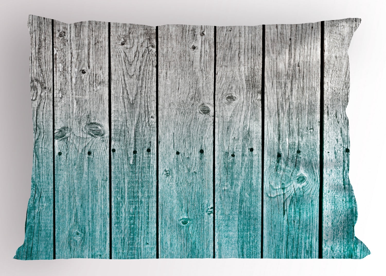 Ambesonne Rustic Pillow Sham, Digital Wood Panels, 26" X 20", Pale Blue ...