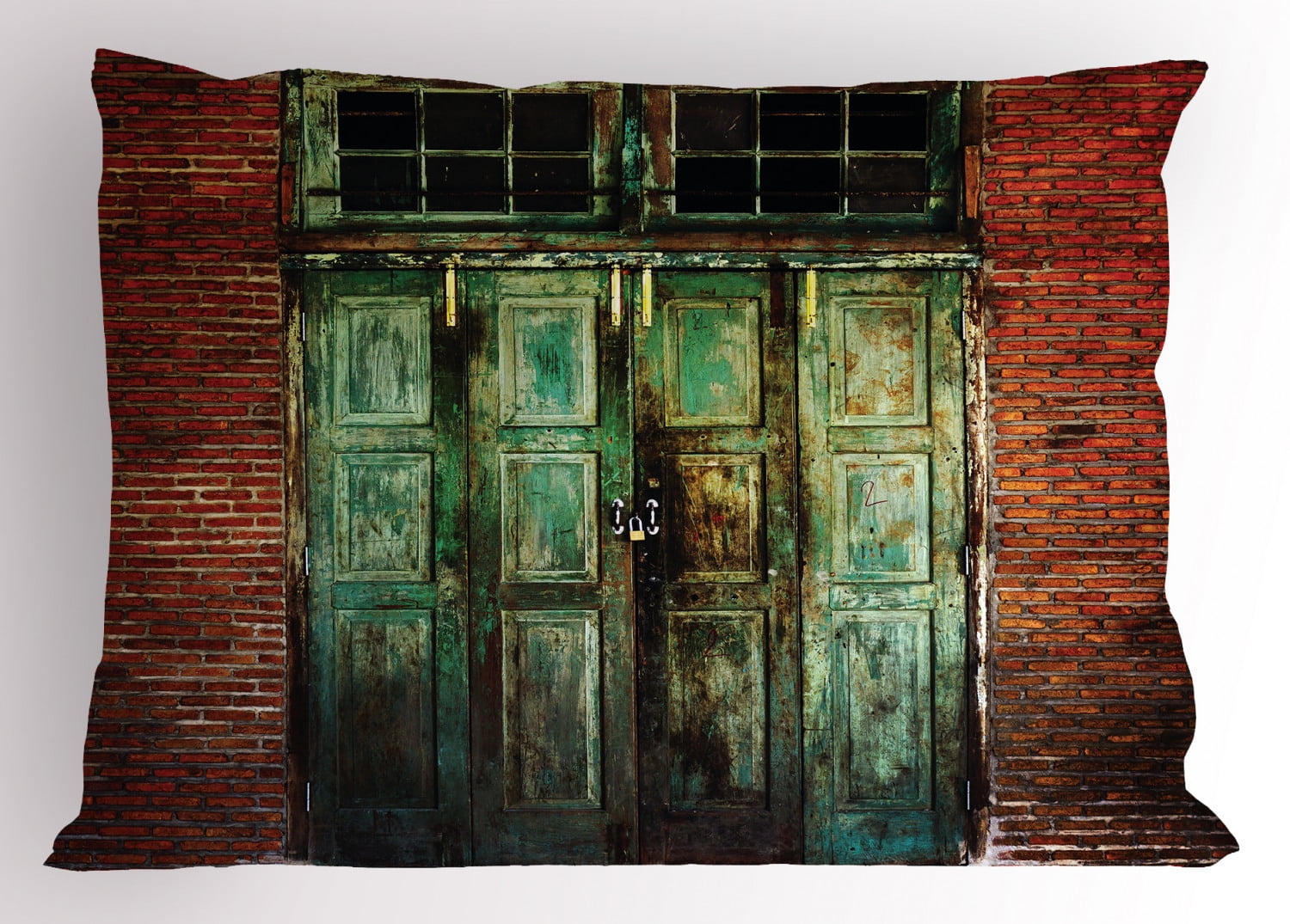 Ambesonne Rustic Pillow Sham, Rusty Old Retro Door, 26" X 20", Green ...