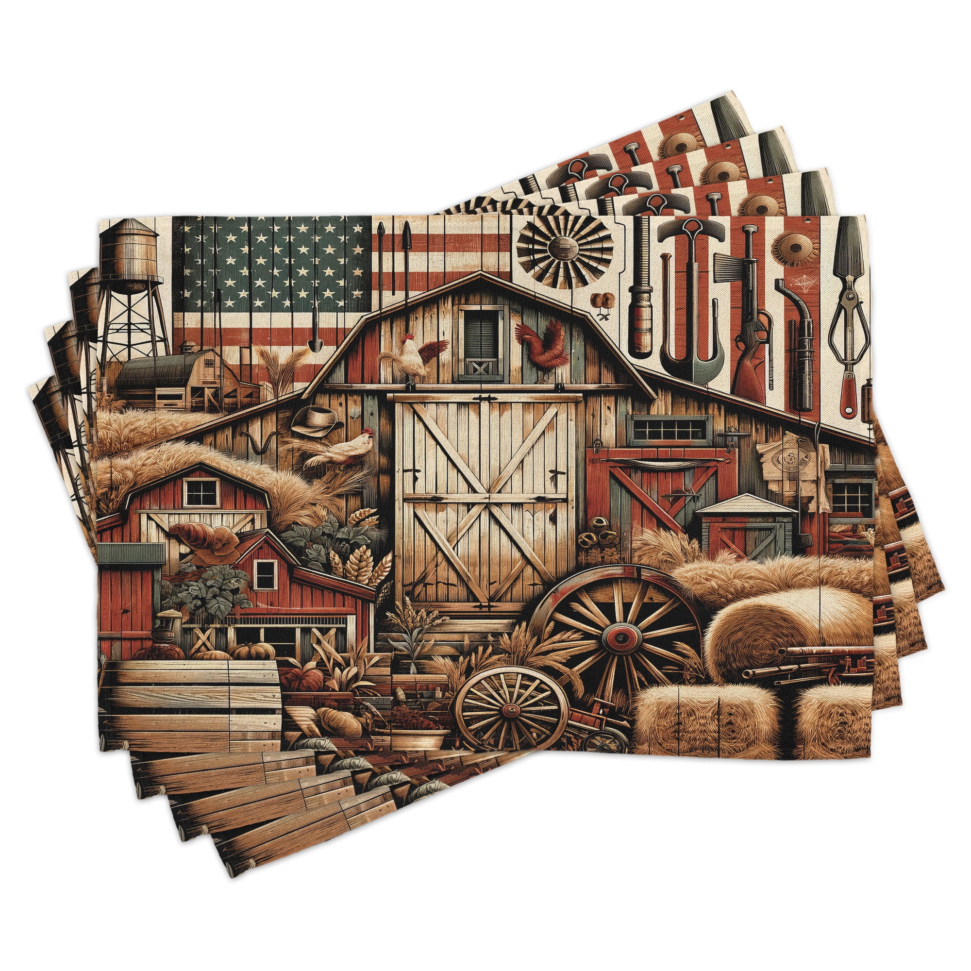 Ambesonne Rustic Place Mats Set of 4, American Barn Western Farm ...