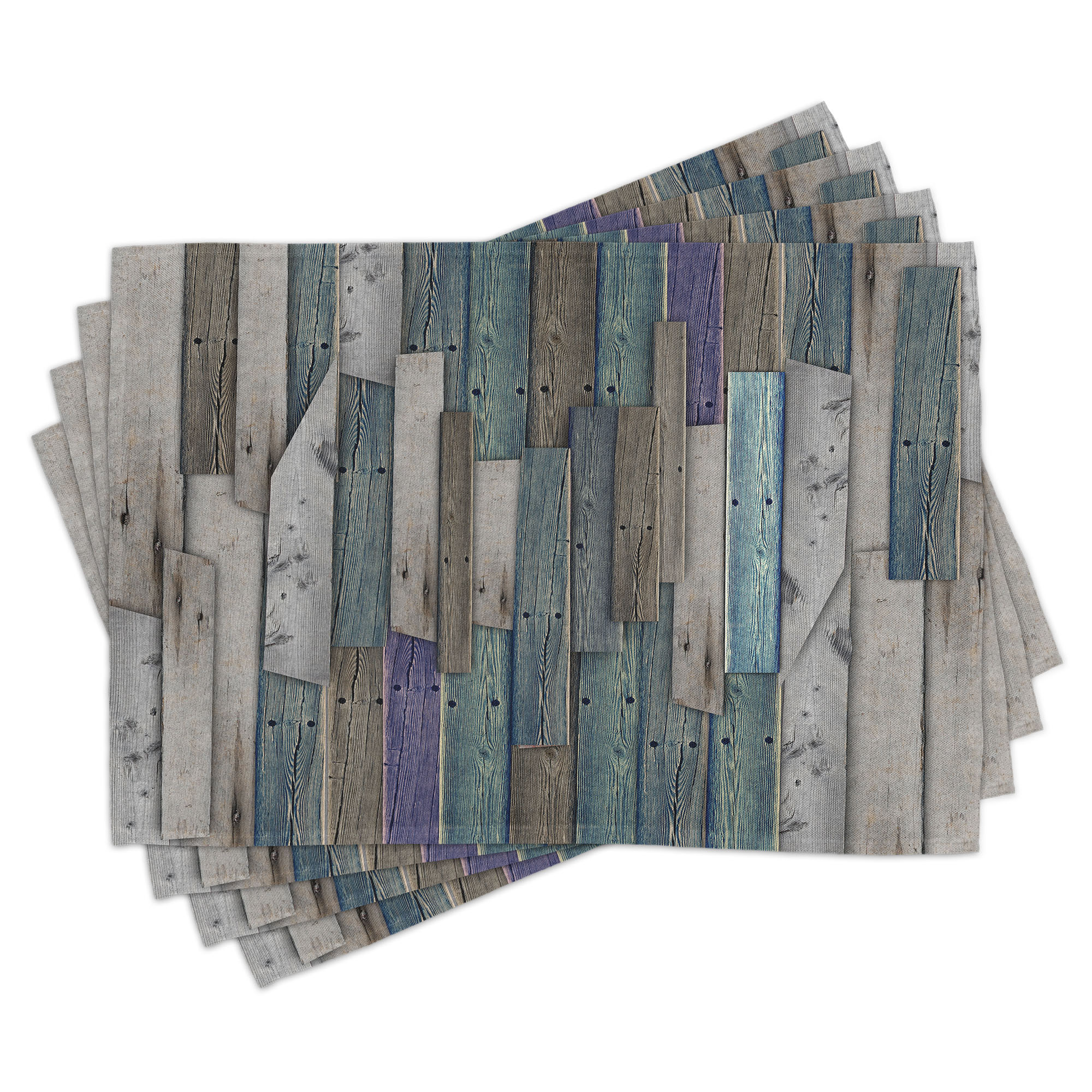 Ambesonne Rustic Place Mats Set of 4, Blue Grey Planks Grunge, Standard ...
