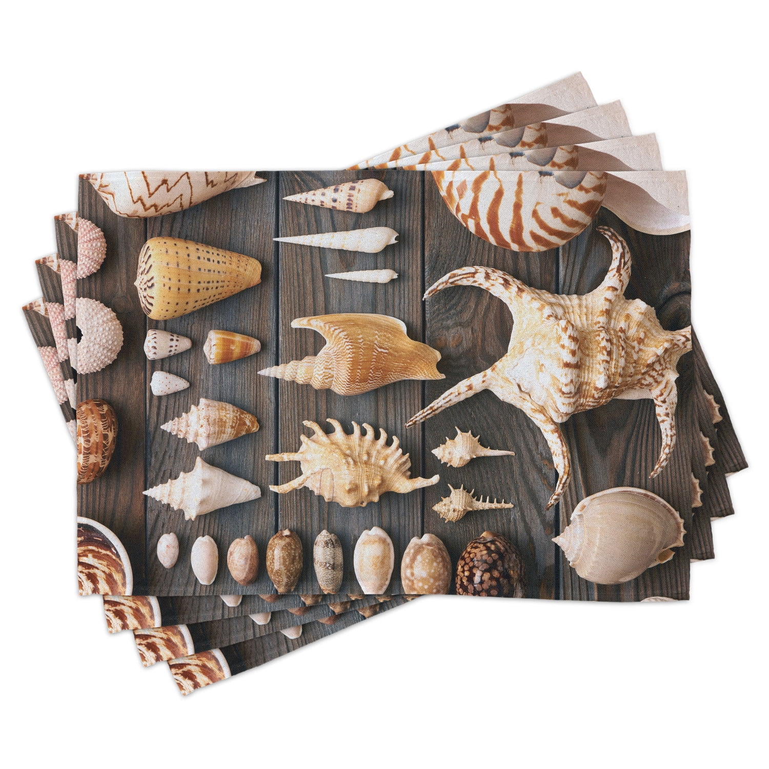 Ambesonne Rustic Place Mats Set of 4, Countryside Beach Shell, Standard ...