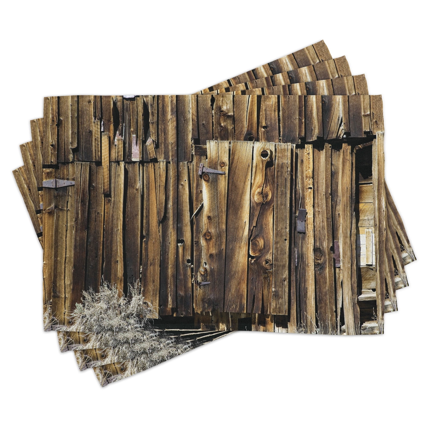 Ambesonne Rustic Place Mats Set of 4, Oak Barn Timber Door, Standard ...