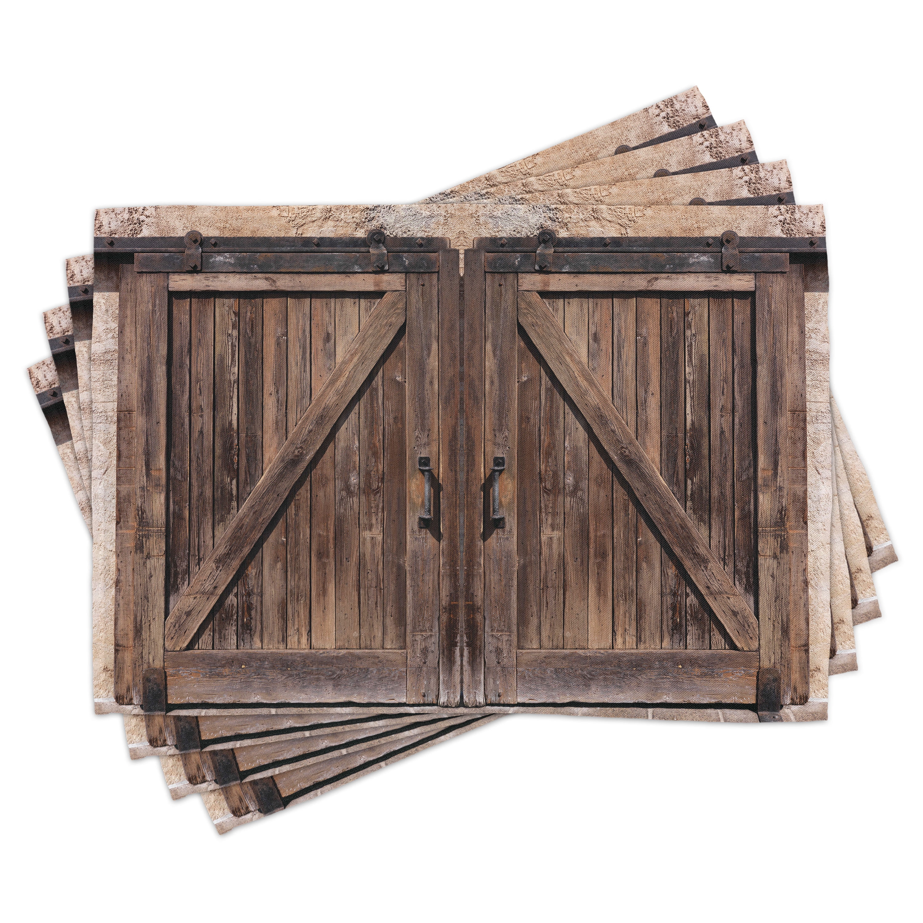 Ambesonne Rustic Place Mats Set of 4, Wooden Barn Door Image, Standard ...