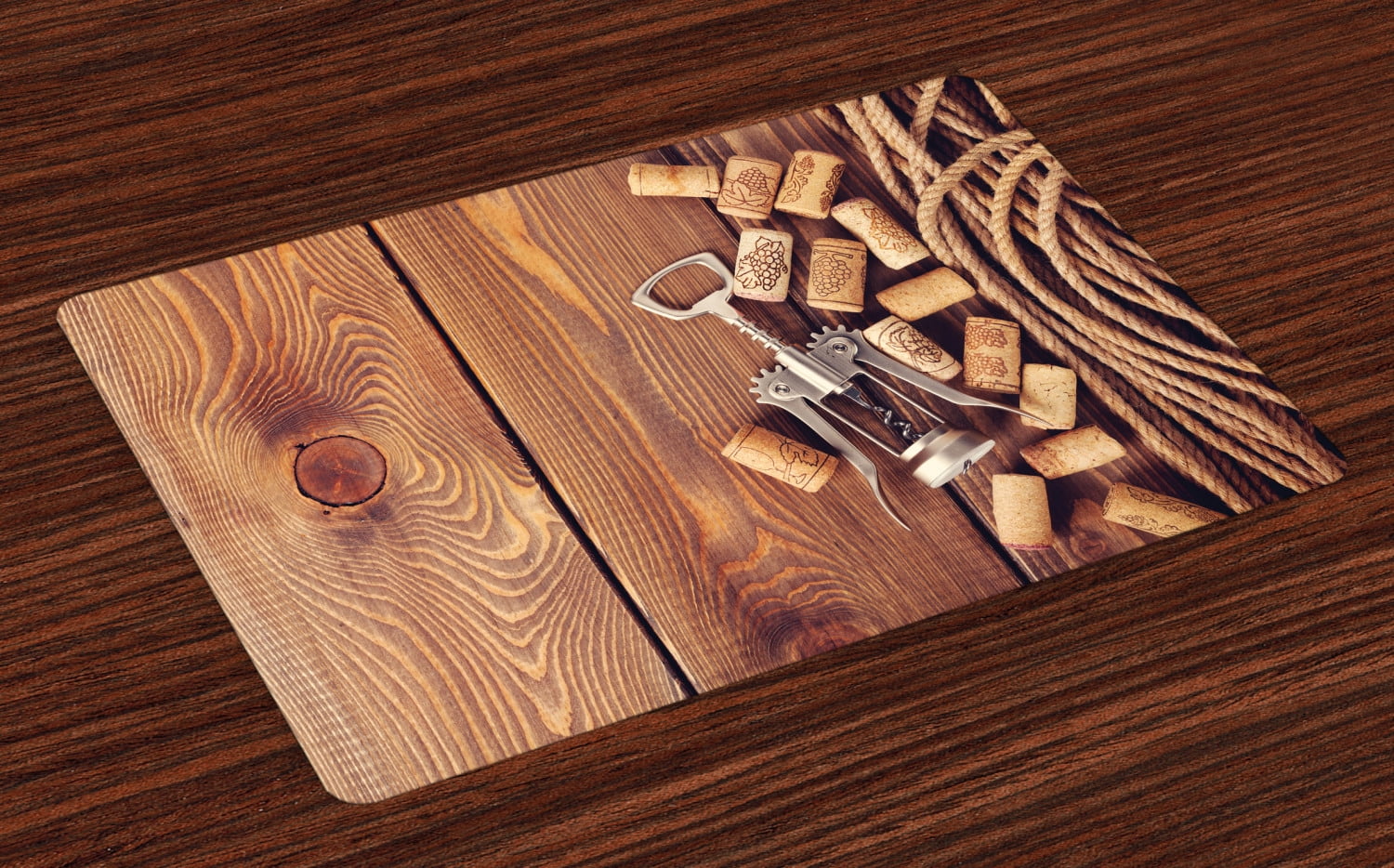 Ambesonne Rustic Place Mats Set of 4, Wooden Table Wine Corks, Standard ...
