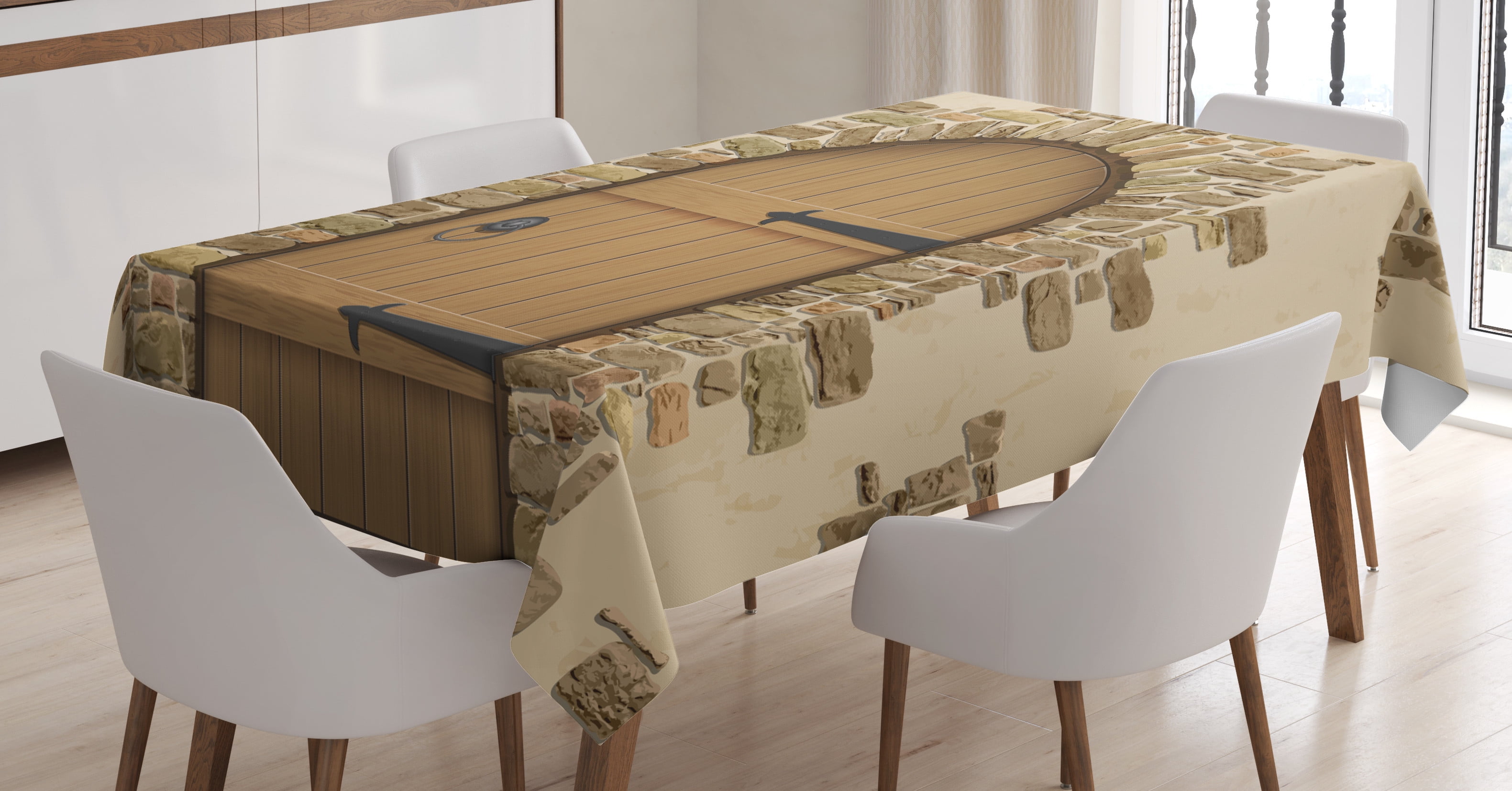Ambesonne Rustic Tablecloth Rectangular Table Cover, Wine Cellar ...