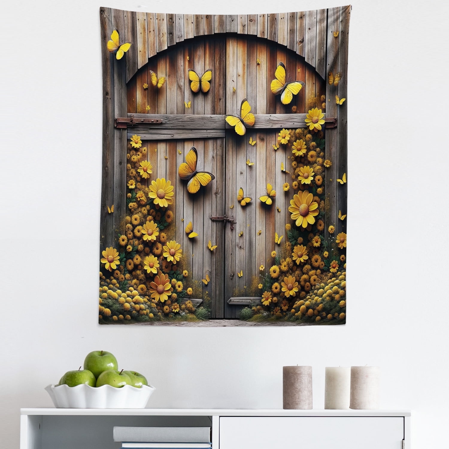 Ambesonne Rustic Wall Hanging Tapestry, Yellow Farmhouse Romance, 23 ...
