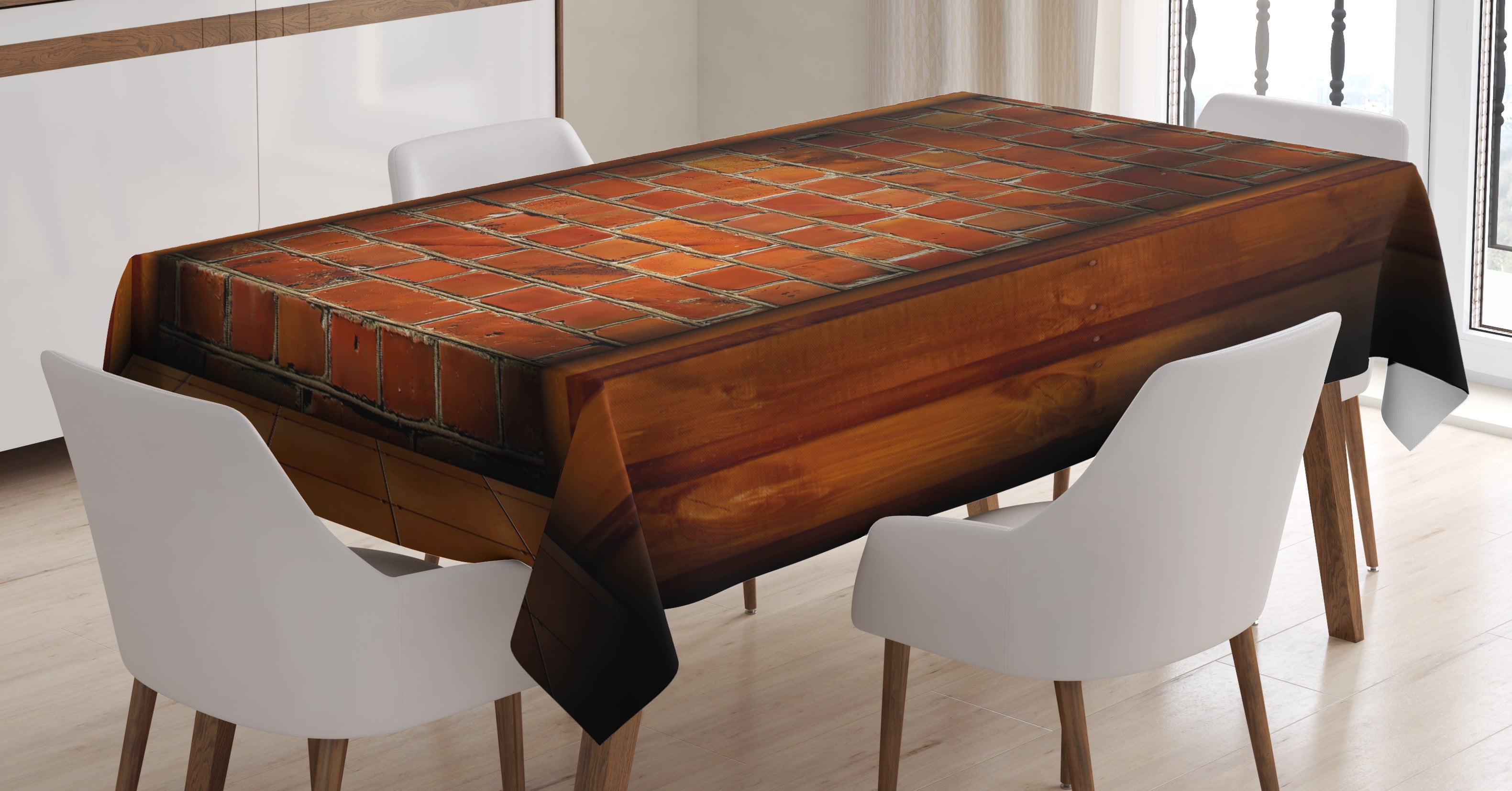 Ambesonne Rustic Wall Tablecloth Rectangular Table Cover, Brickwork, 52 ...