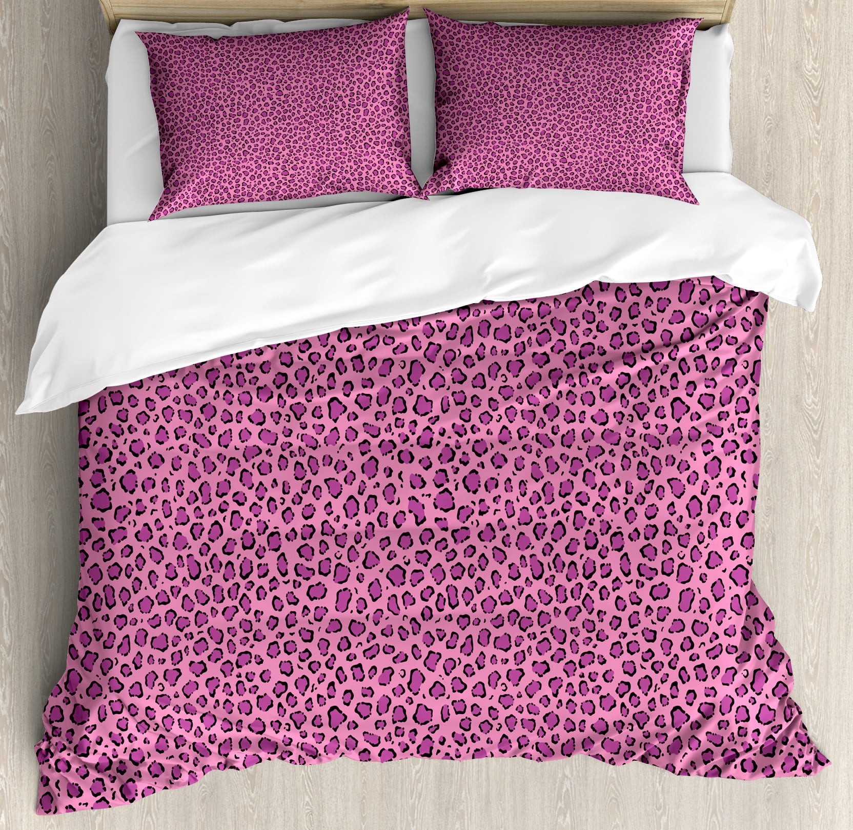 Ambesonne Safari Duvet Cover Sets, Leopard Skin Spots Pattern, 2-King ...