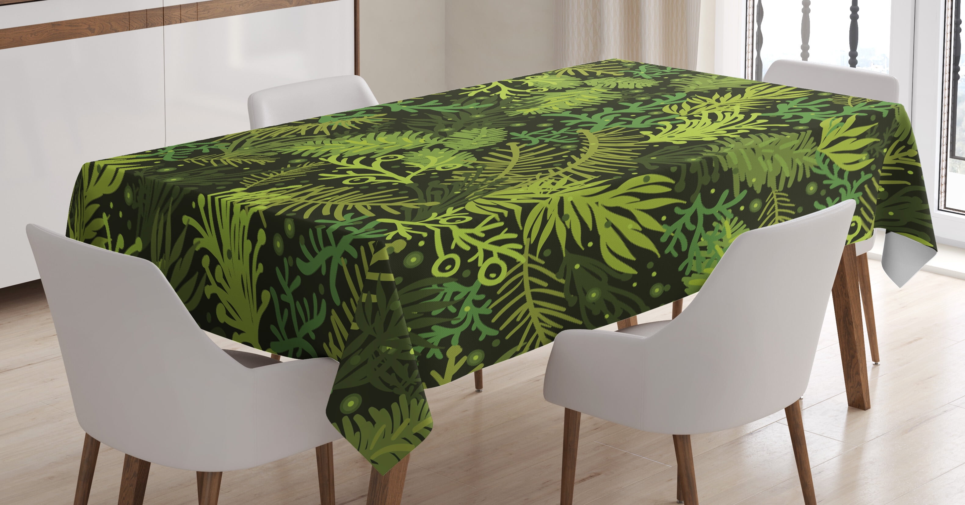 Ambesonne Sage Tablecloth Rectangular Table Cover, Evergreen Christmas ...