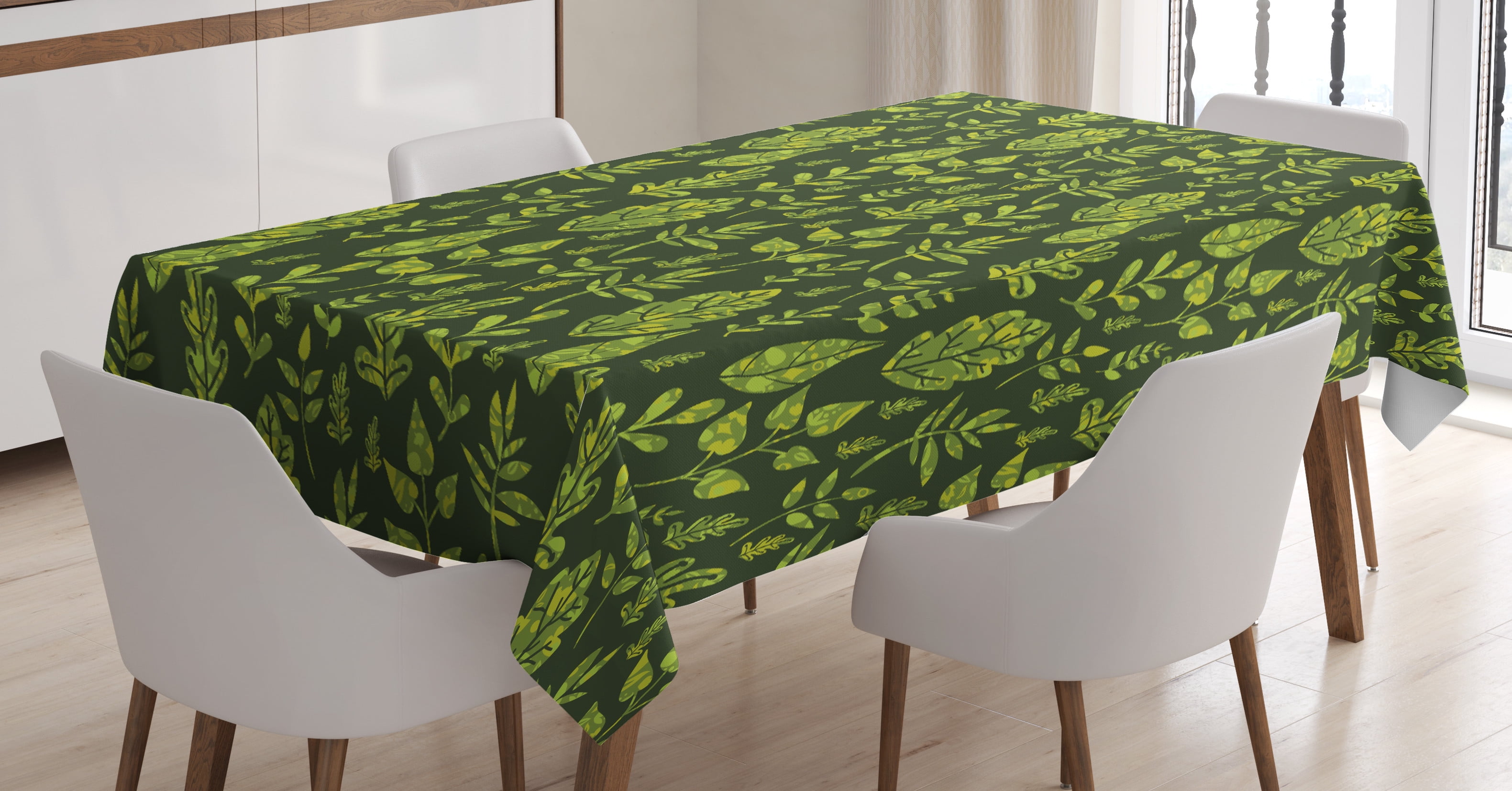 Ambesonne Sage Tablecloth Rectangular Table Cover, Patterned Green ...
