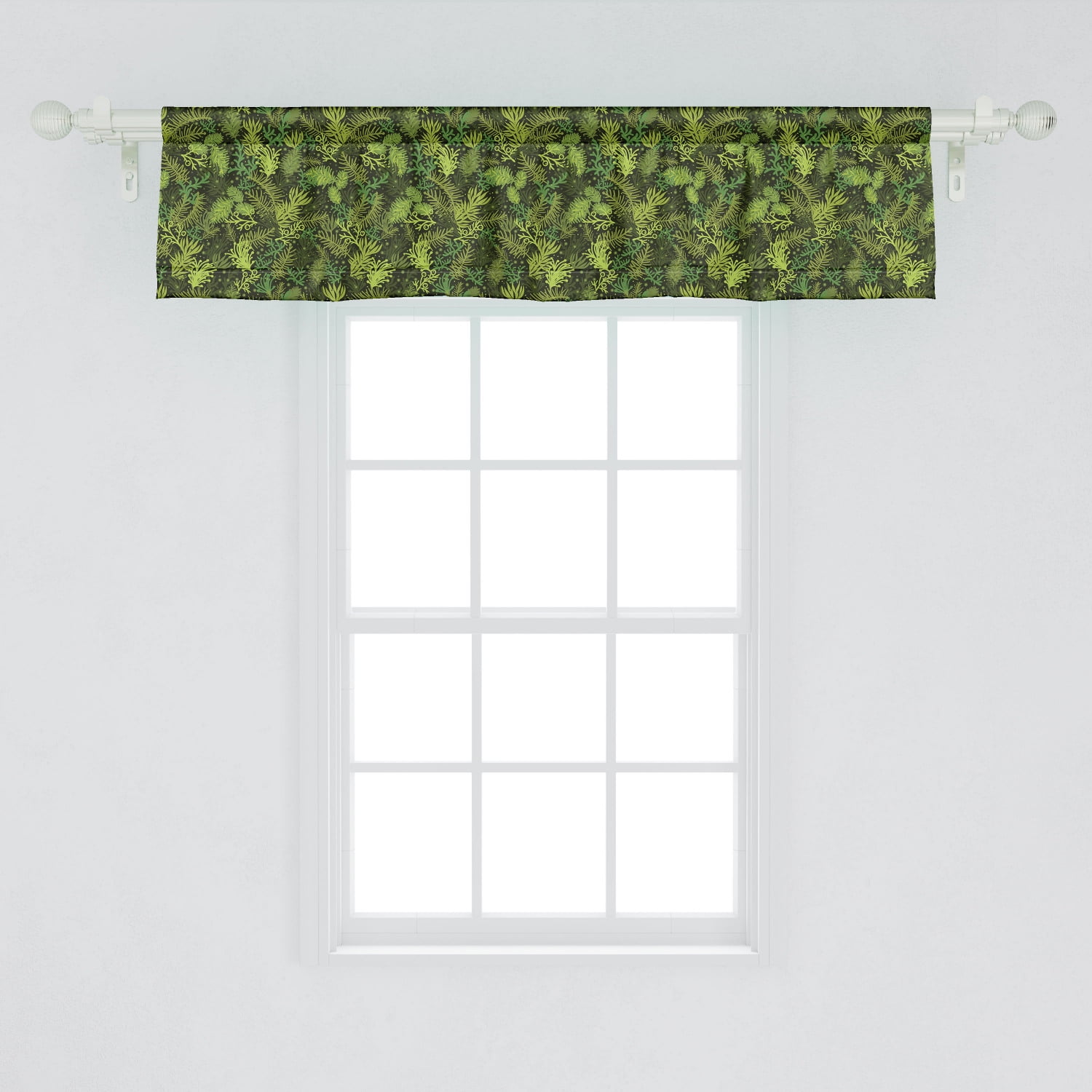 Ambesonne Sage Window Valance, Evergreen Christmas Tree Coniferous Fir ...