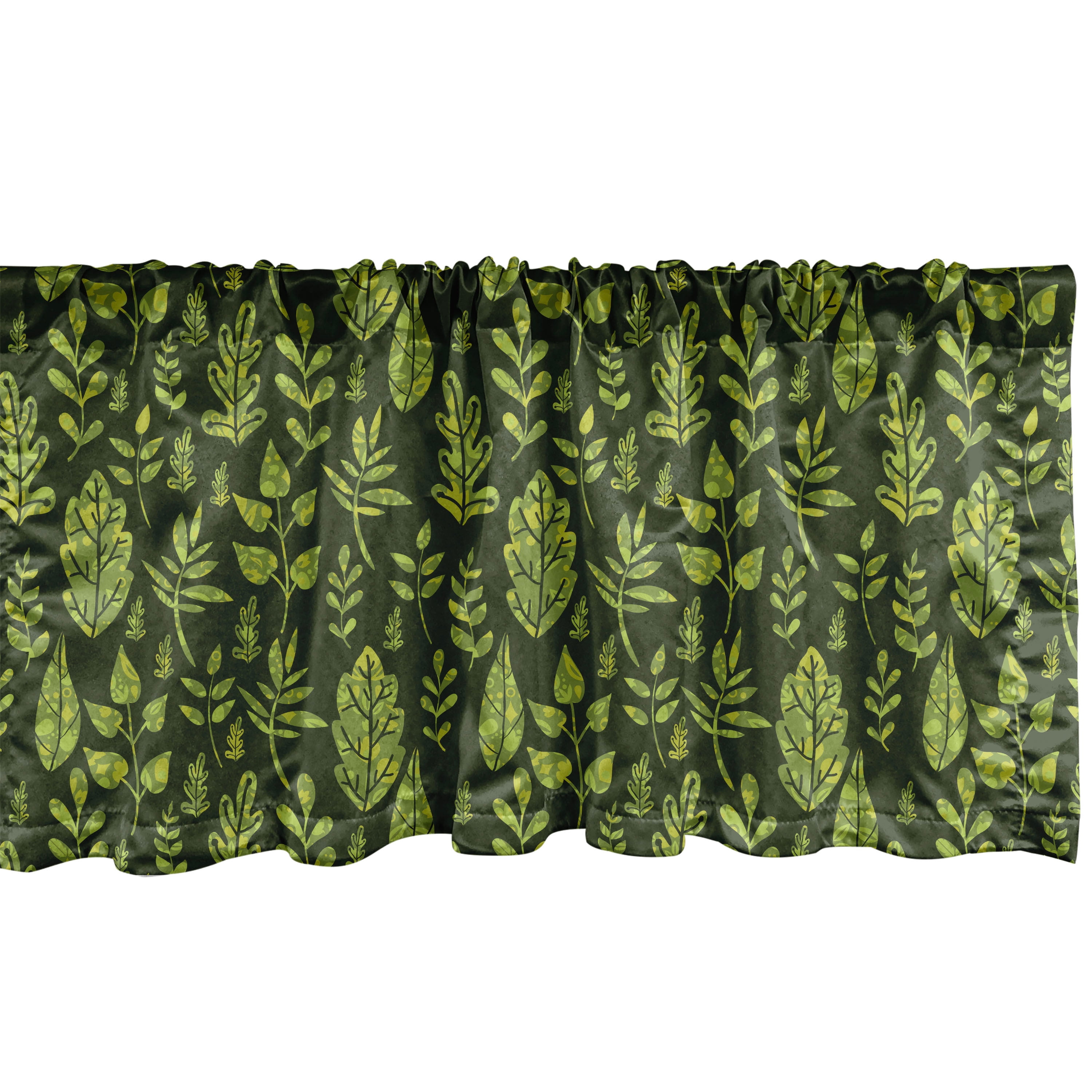 Ambesonne Sage Window Valance, Patterned Green Leaves, 54" X 18", Apple ...