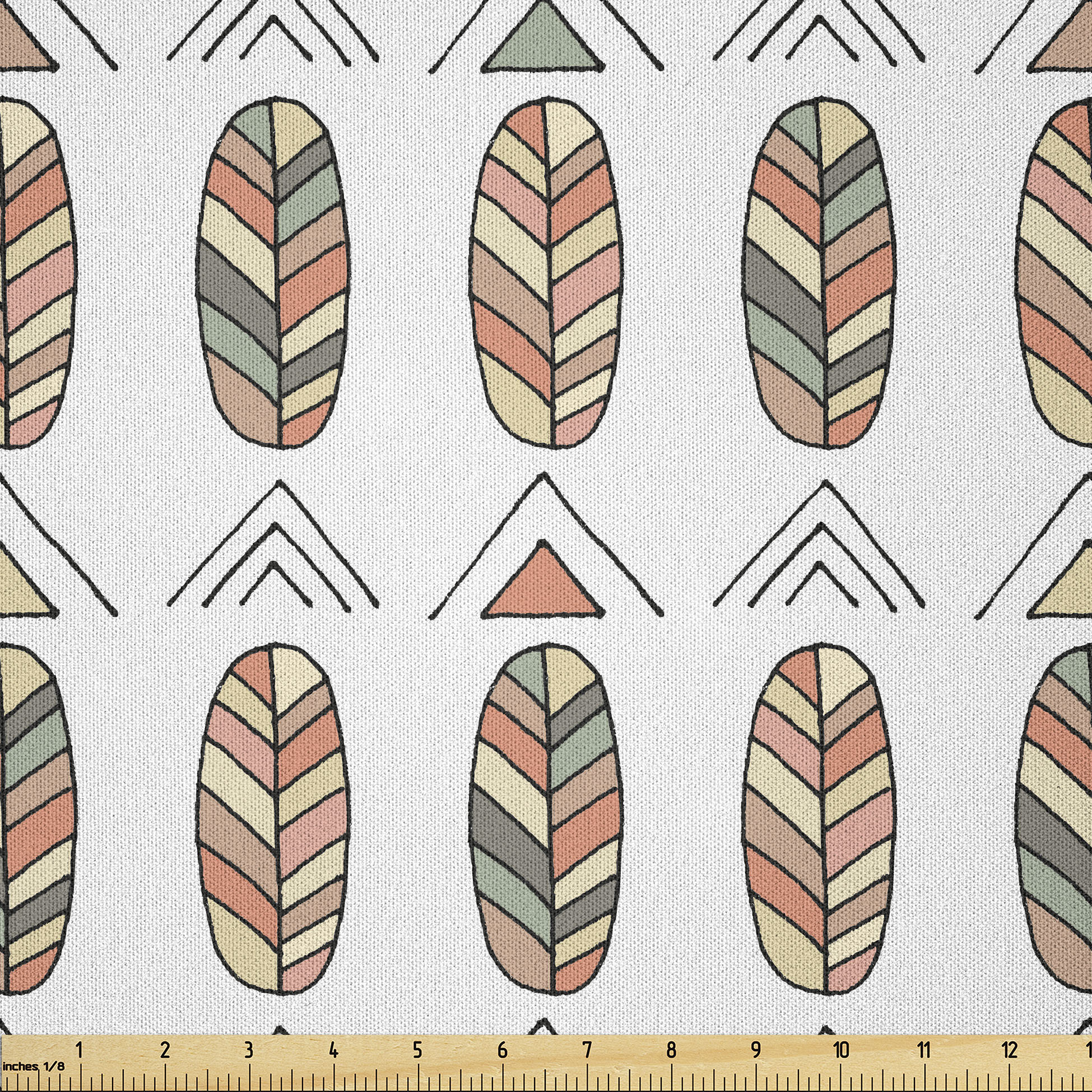 Ambesonne Salmon Fabric by the Yard Microfiber, Basic Hand Drawn Leaves ...