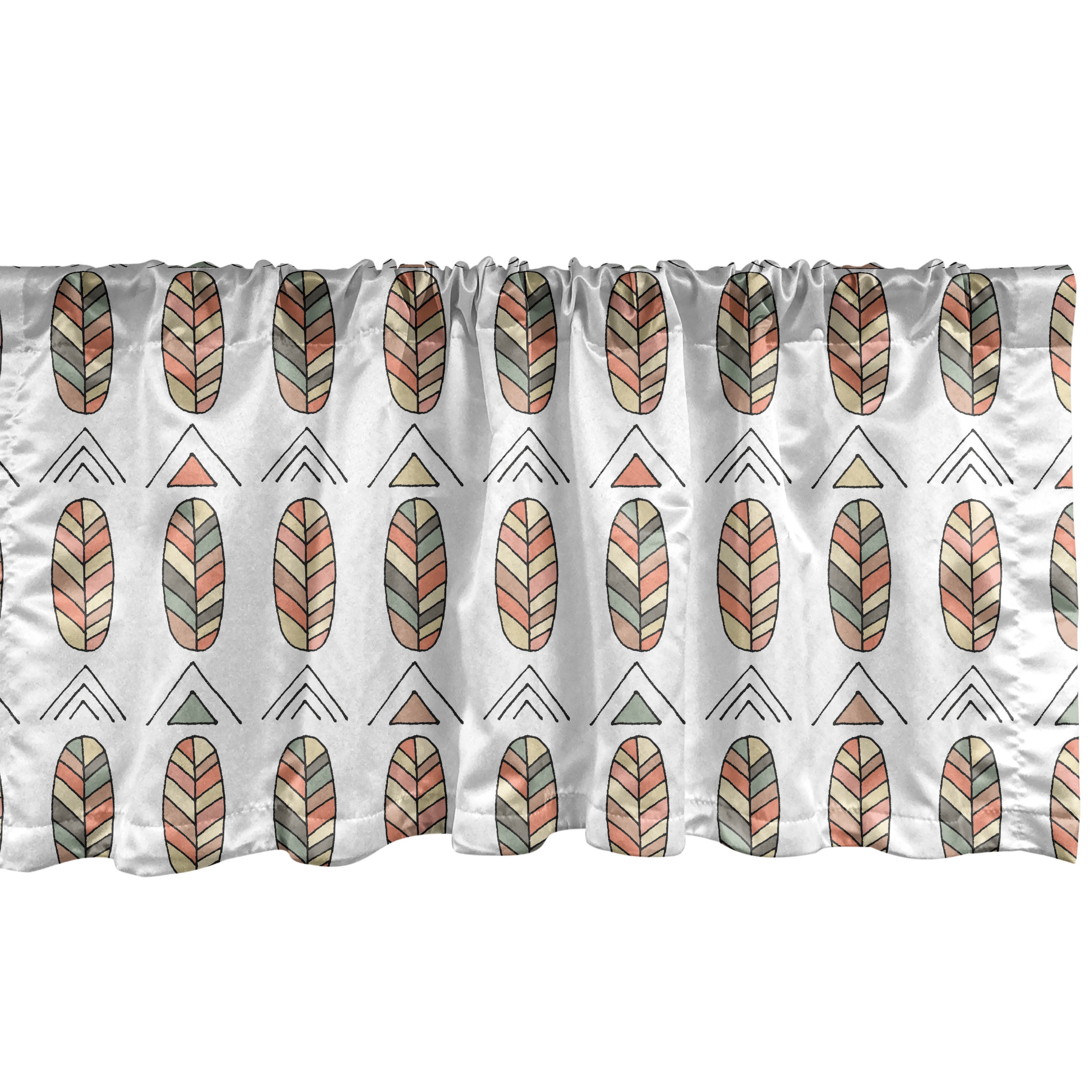Ambesonne Salmon Window Valance, Basic Hand Drawn Leaves Art, 54" X 18 ...