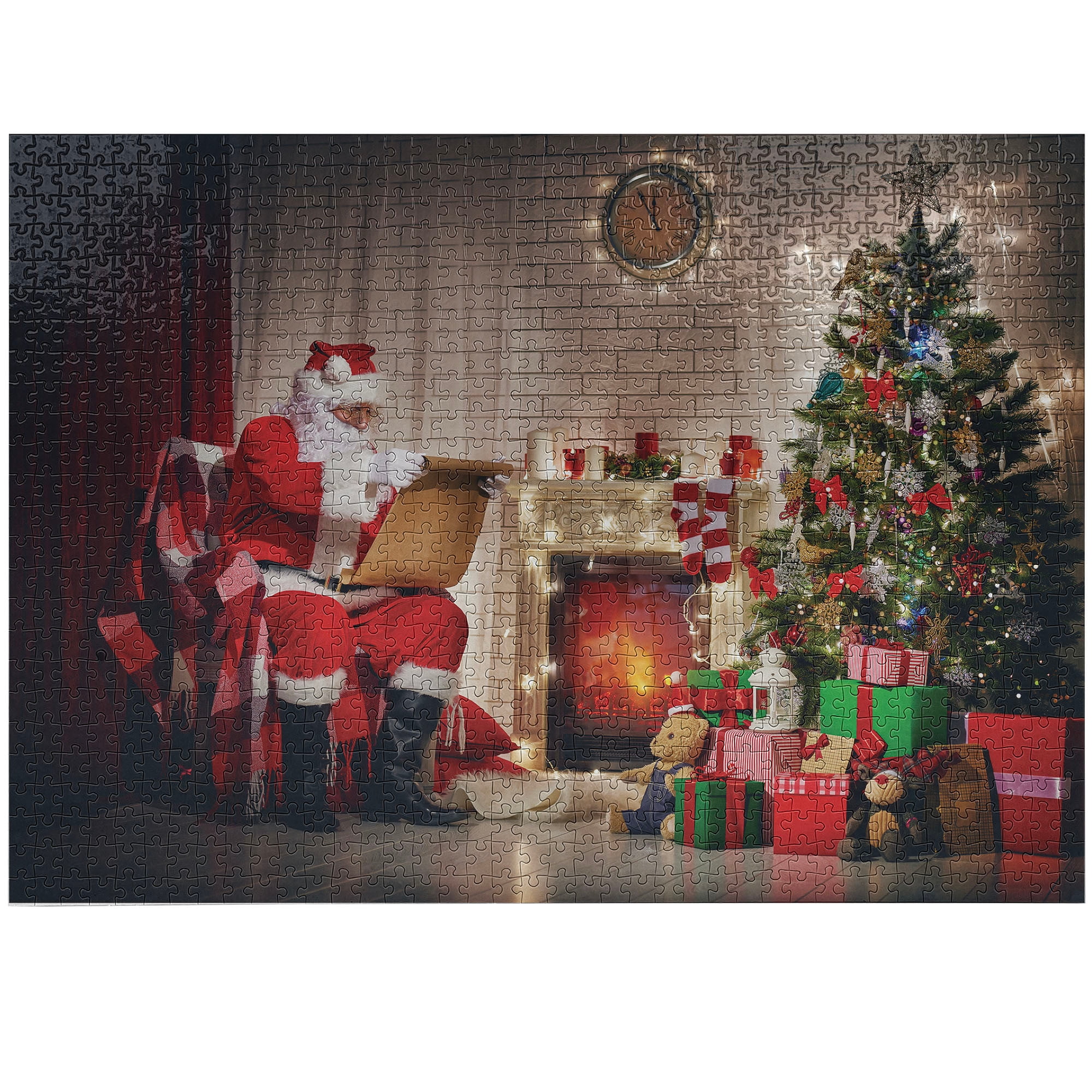 Ambesonne Santa Jigsaw Puzzle Durable Cardboard, Santa Reading Letter ...