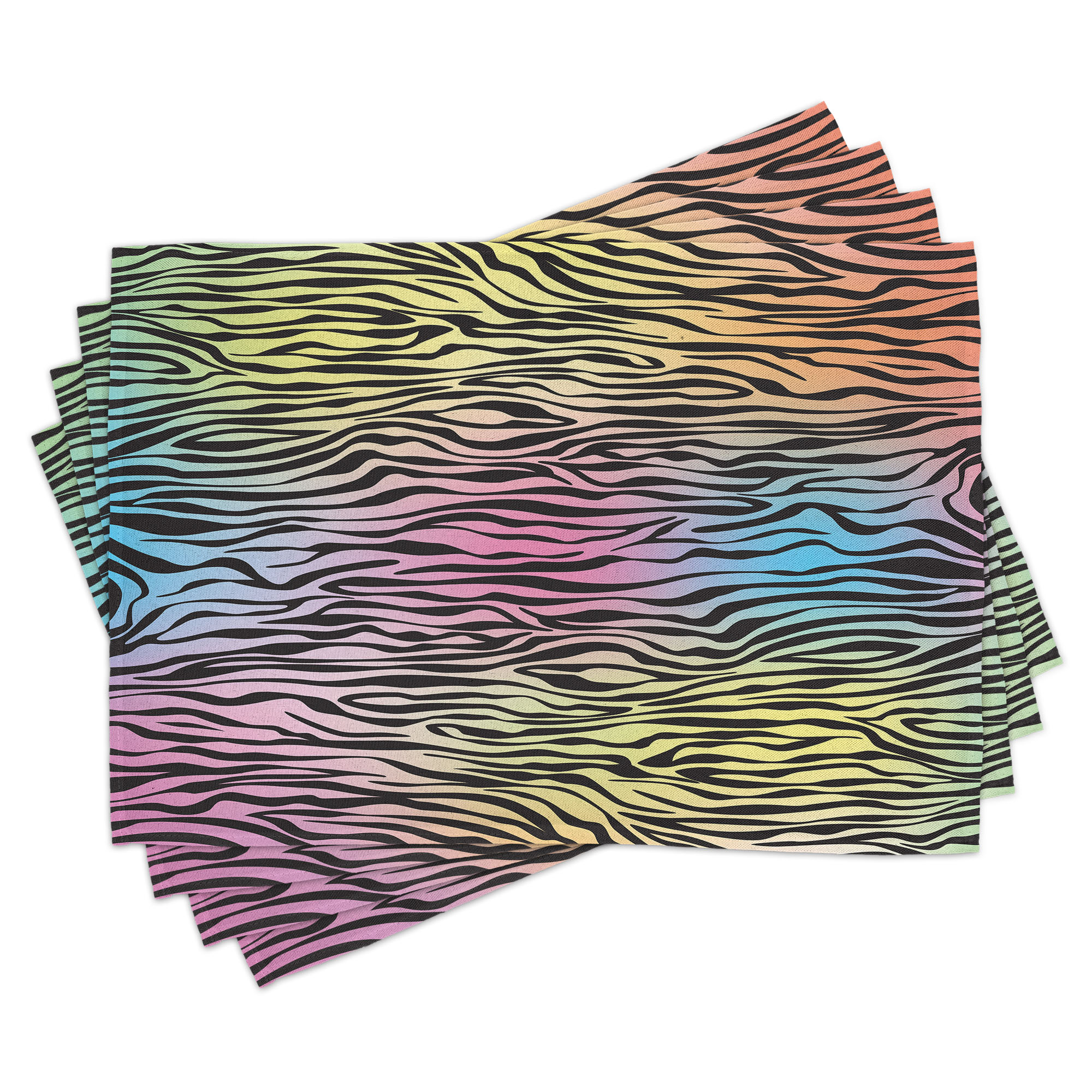 Ambesonne Savannah Place Mats Set of 4, Colorful Wildlife Zebra ...