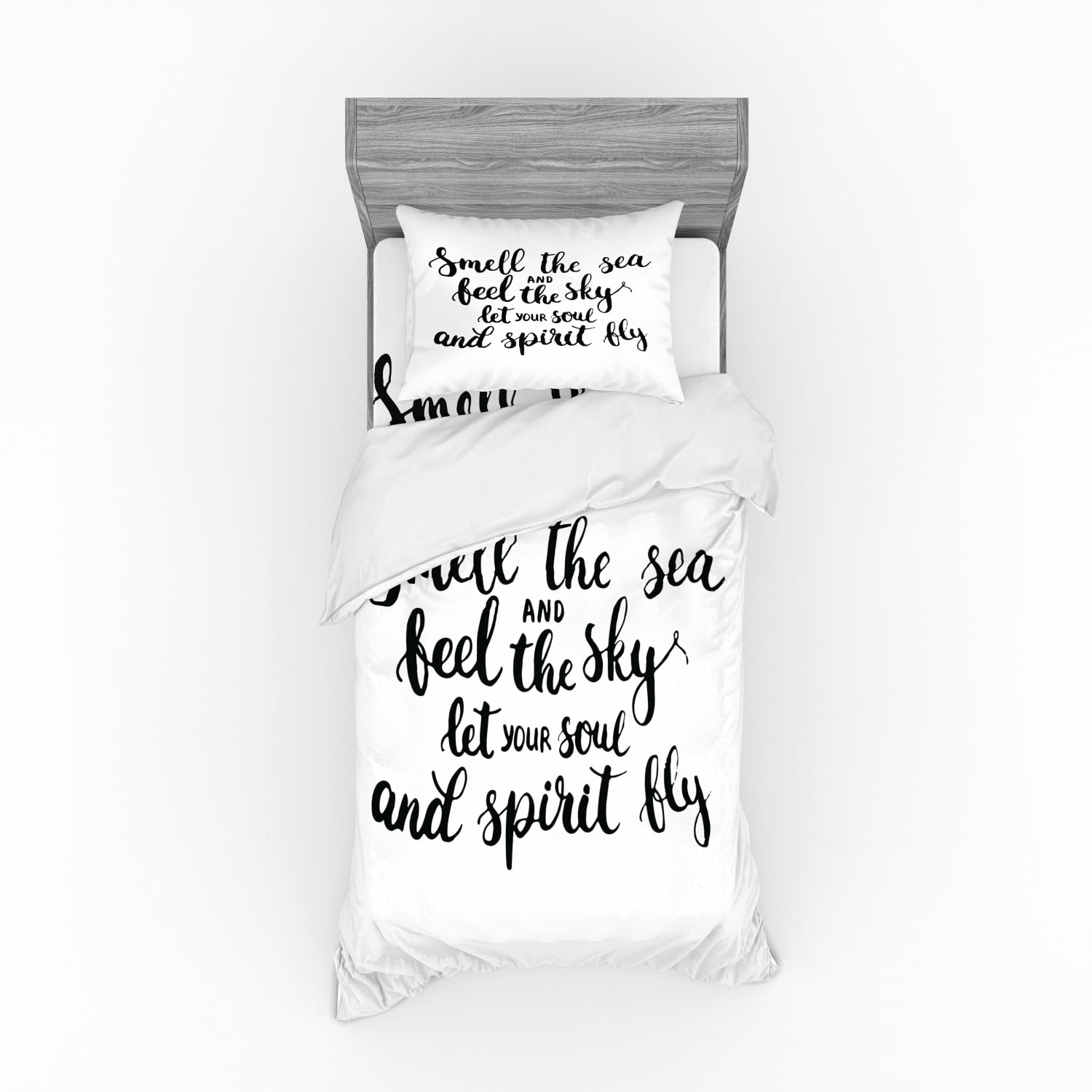 Ambesonne Saying Bedding Set 3 Pcs, Ink Calligraphy, Twin, Black White ...