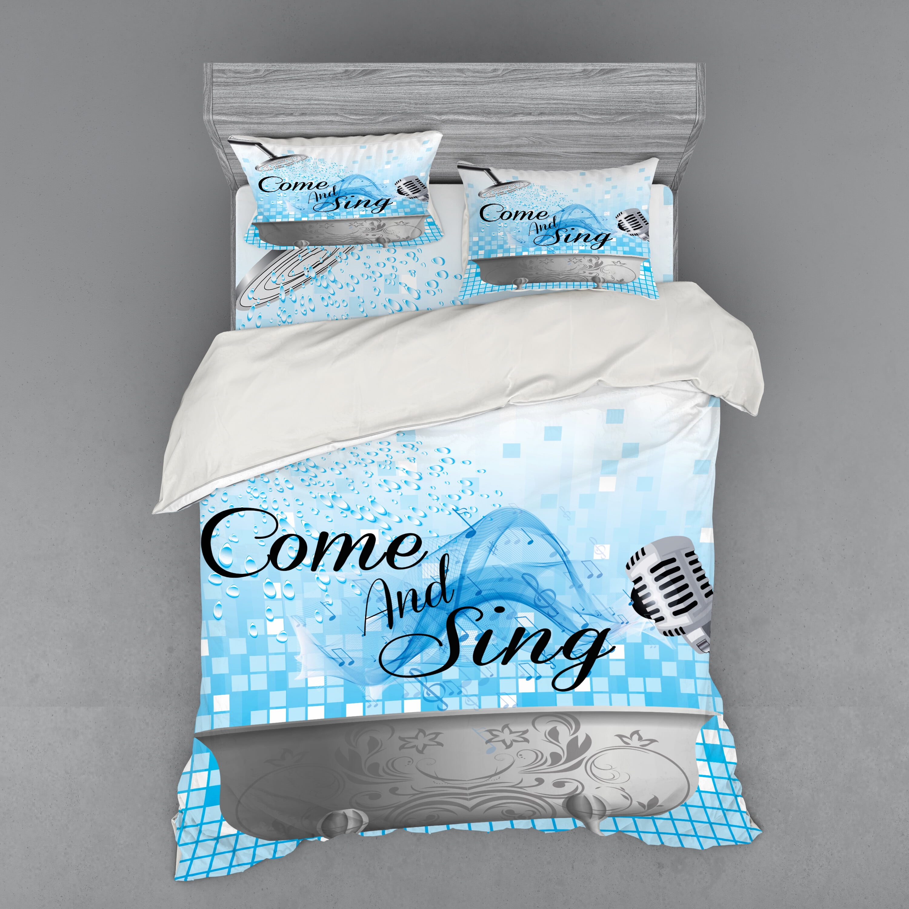 Ambesonne Saying Bedding Set 4 Pcs, Come and Sing Message, Queen, Pale ...
