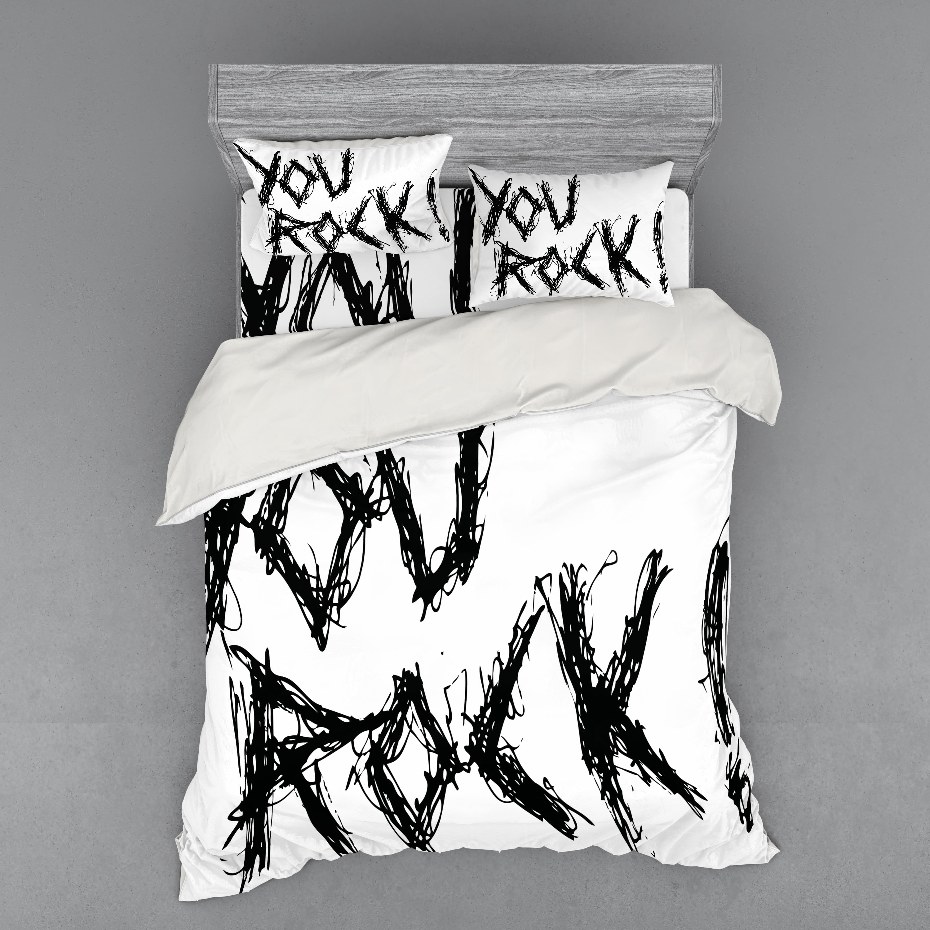Ambesonne Saying Bedding Set 4 Pcs, Slogan, Queen, Black and White ...
