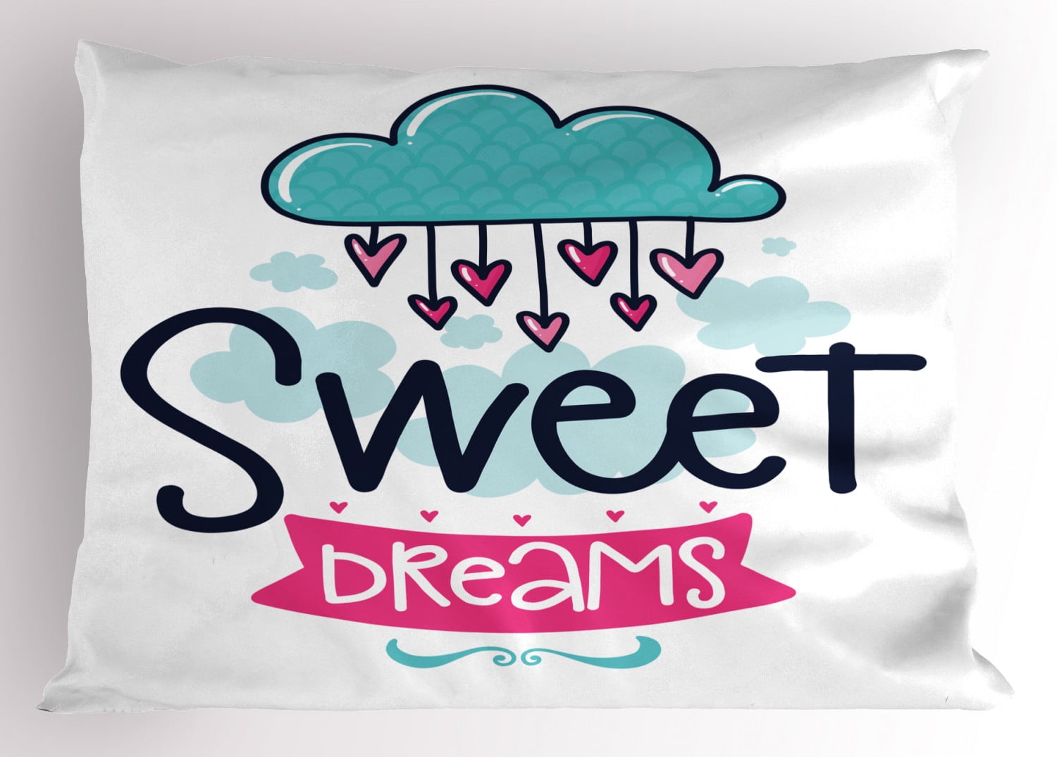 Ambesonne Saying Pillow Sham, Cartoon Clouds, 26" X 20", Multicolor ...