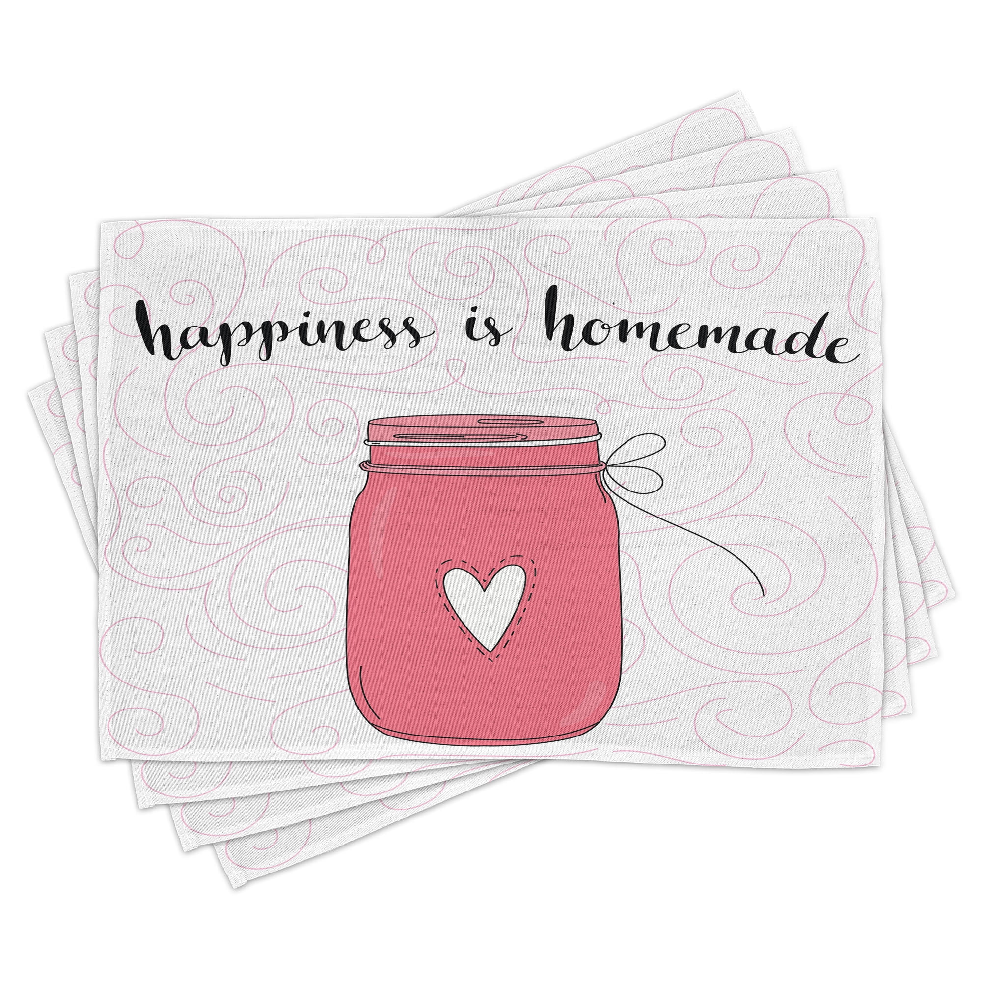 Ambesonne Saying Place Mats Set of 4, Jar of Love and Swirls, Standard ...