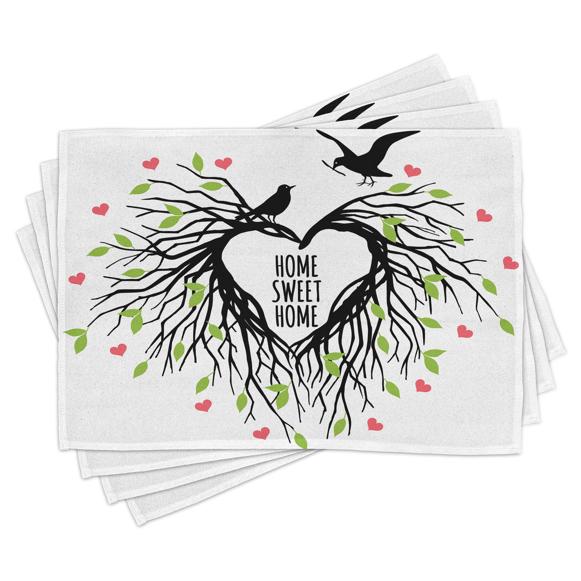 Ambesonne Saying Place Mats Set of 4, Romantic Bird, Standard Size ...