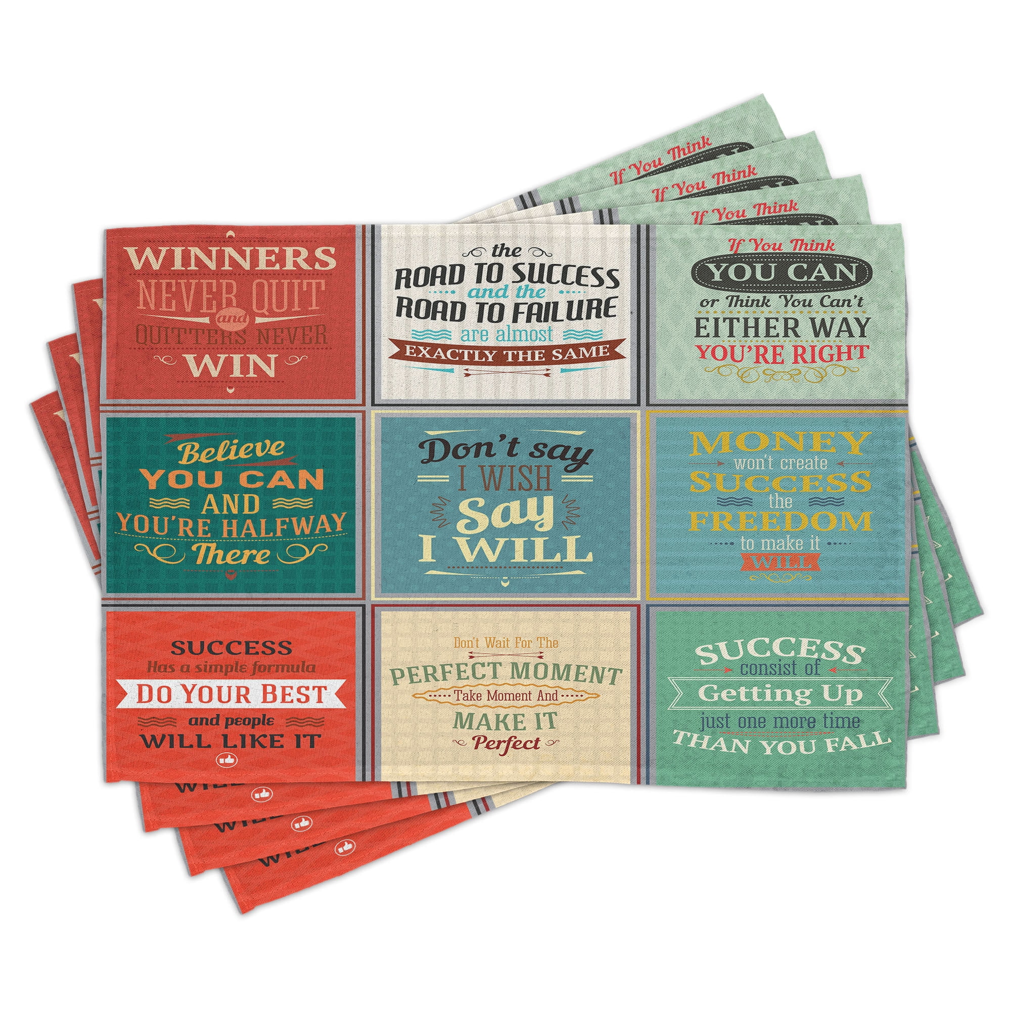 Ambesonne Saying Place Mats Set of 4, Uplifting Wise Messages, Standard ...