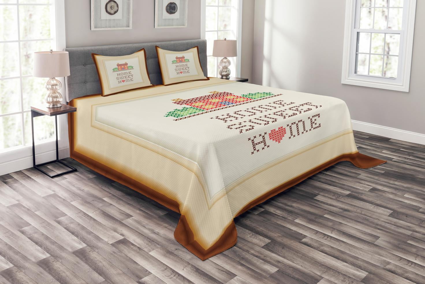 Ambesonne Saying Quilted Bedspread Set 3 Pcs, Handcraft House, Queen ...