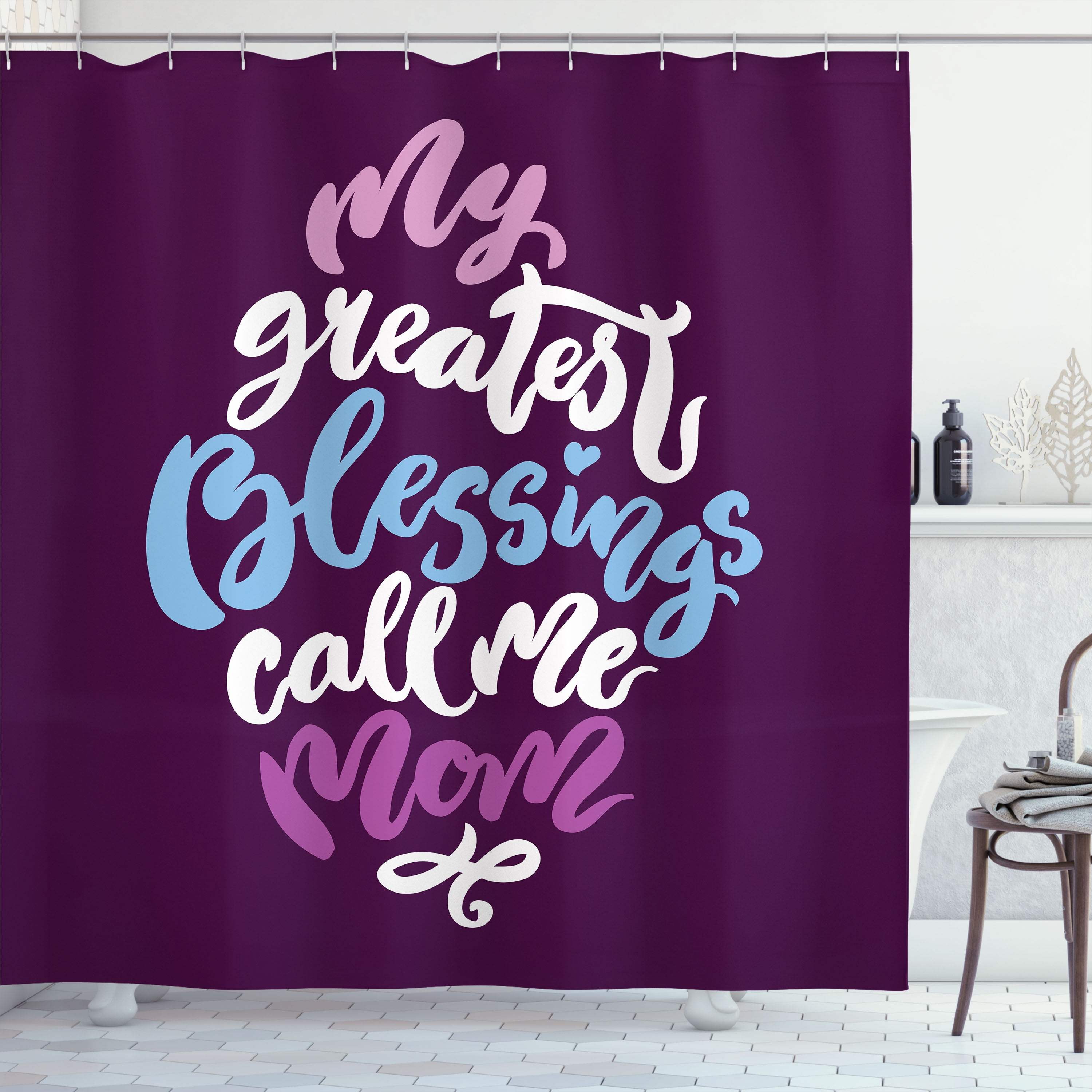 Ambesonne Saying Shower Curtain, Calligraphic Message Mother, 69"Wx75"L ...
