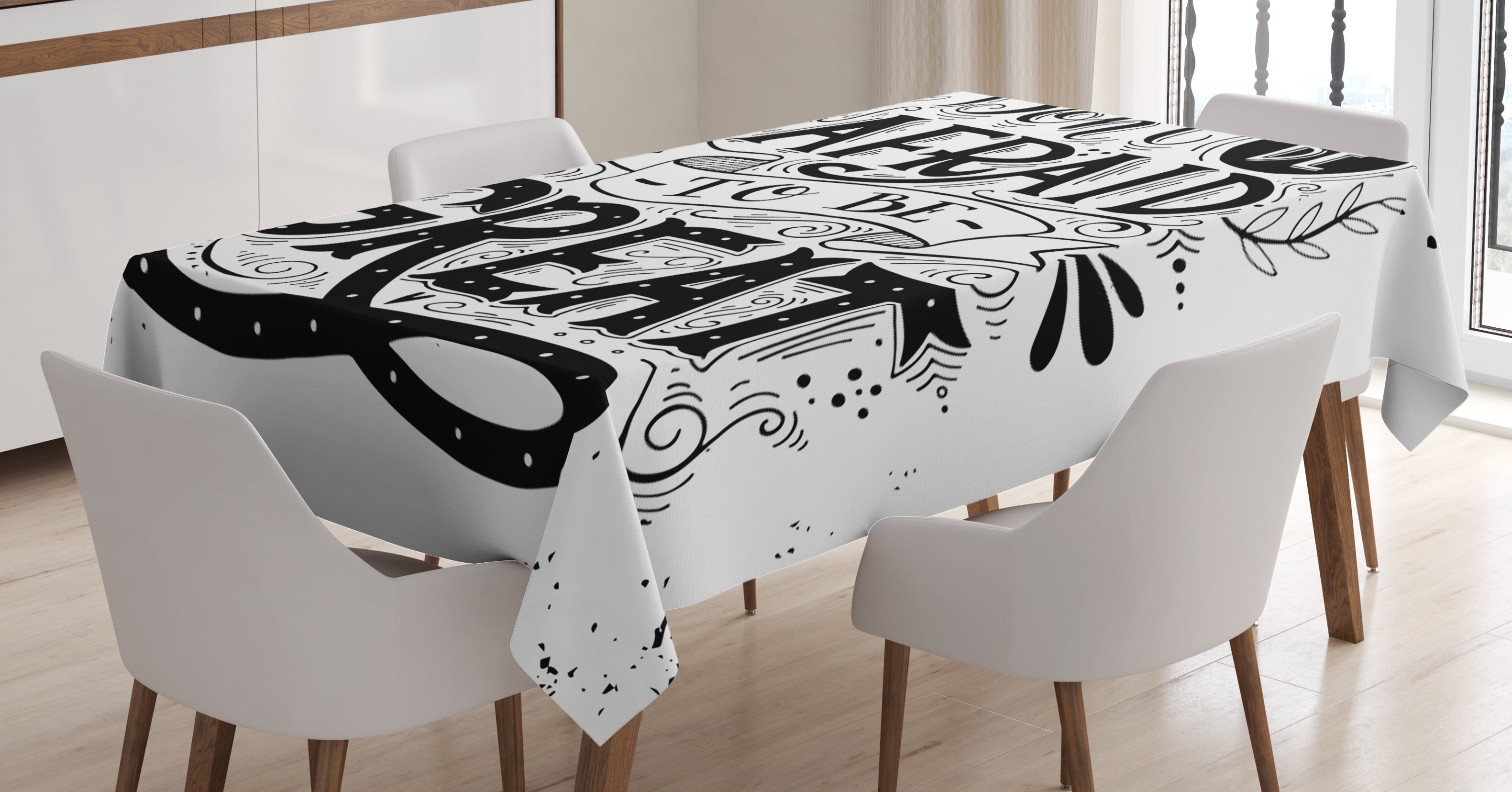 Ambesonne Saying Tablecloth Rectangular Table Cover, Monochrome Slogan ...