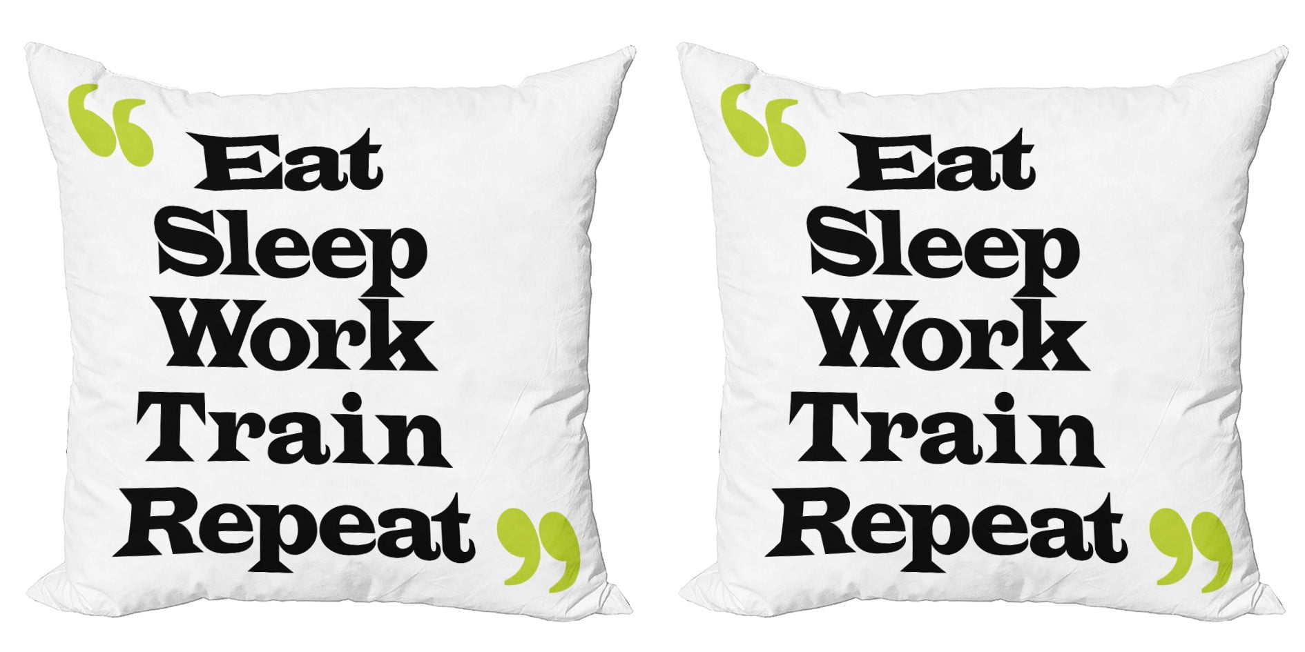 Ambesonne Saying Throw Pillow Cover 2 Pack, Eat Sleep Work Train Repeat ...