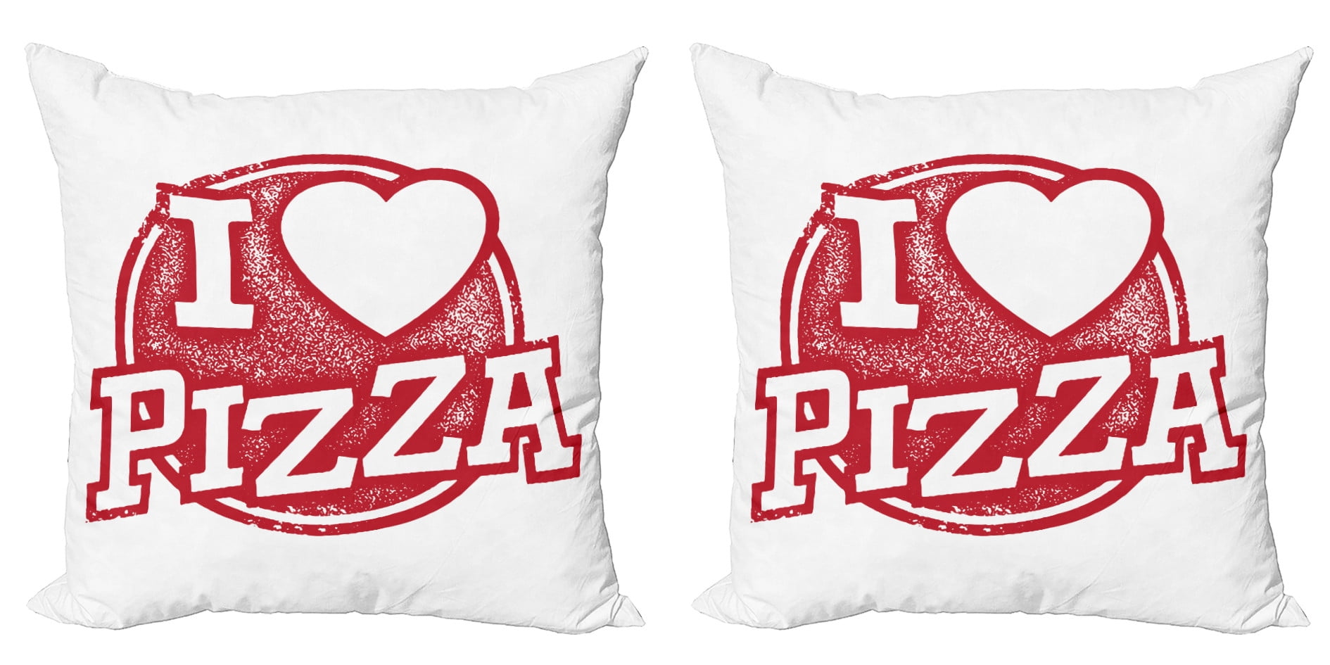 Ambesonne Saying Throw Pillow Cover 2 Pack, Grunge Love Pizza Lettering ...