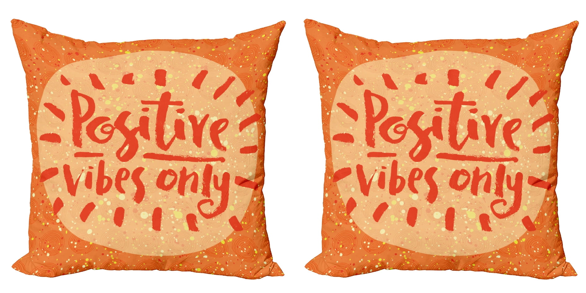 Ambesonne Saying Throw Pillow Cover 2 Pack, Positive Vibes Doodle, 20 ...