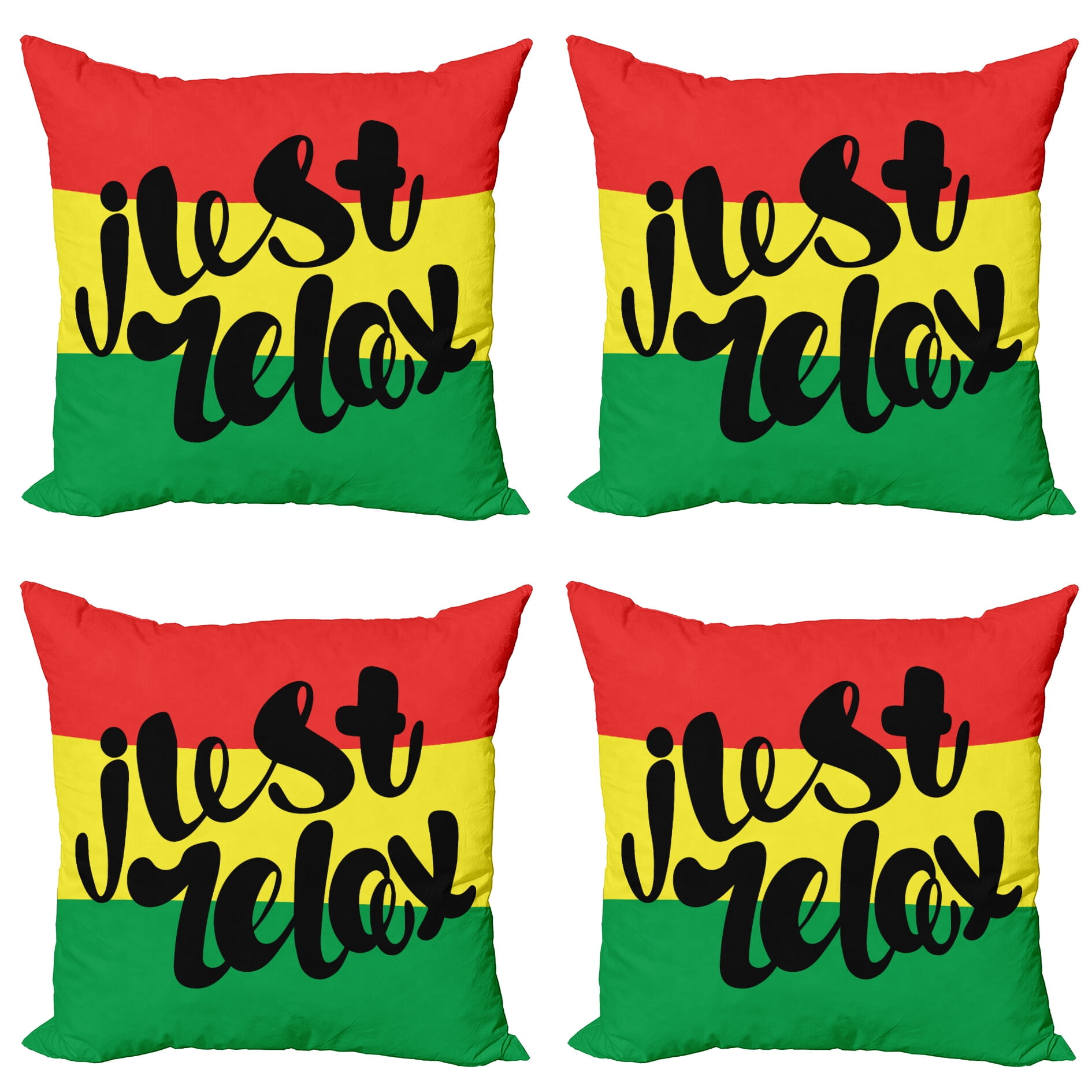 Ambesonne Saying Throw Pillow Cover 4 Pack, Rastafarian Design Message ...