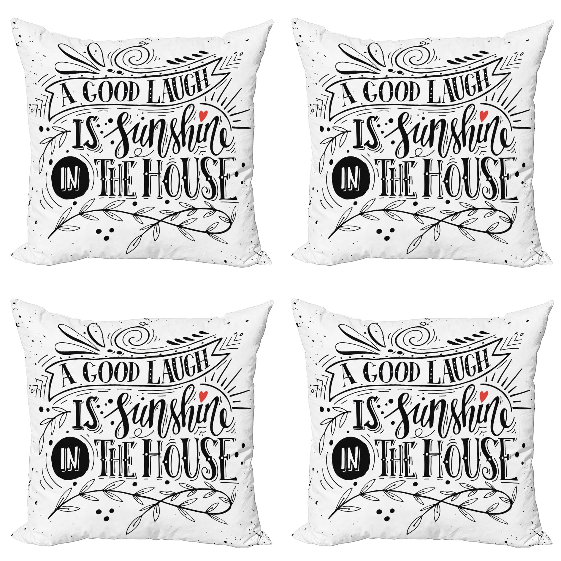 Ambesonne Saying Throw Pillow Cover 4 Pack, Vintage Calligraphy Laugh ...