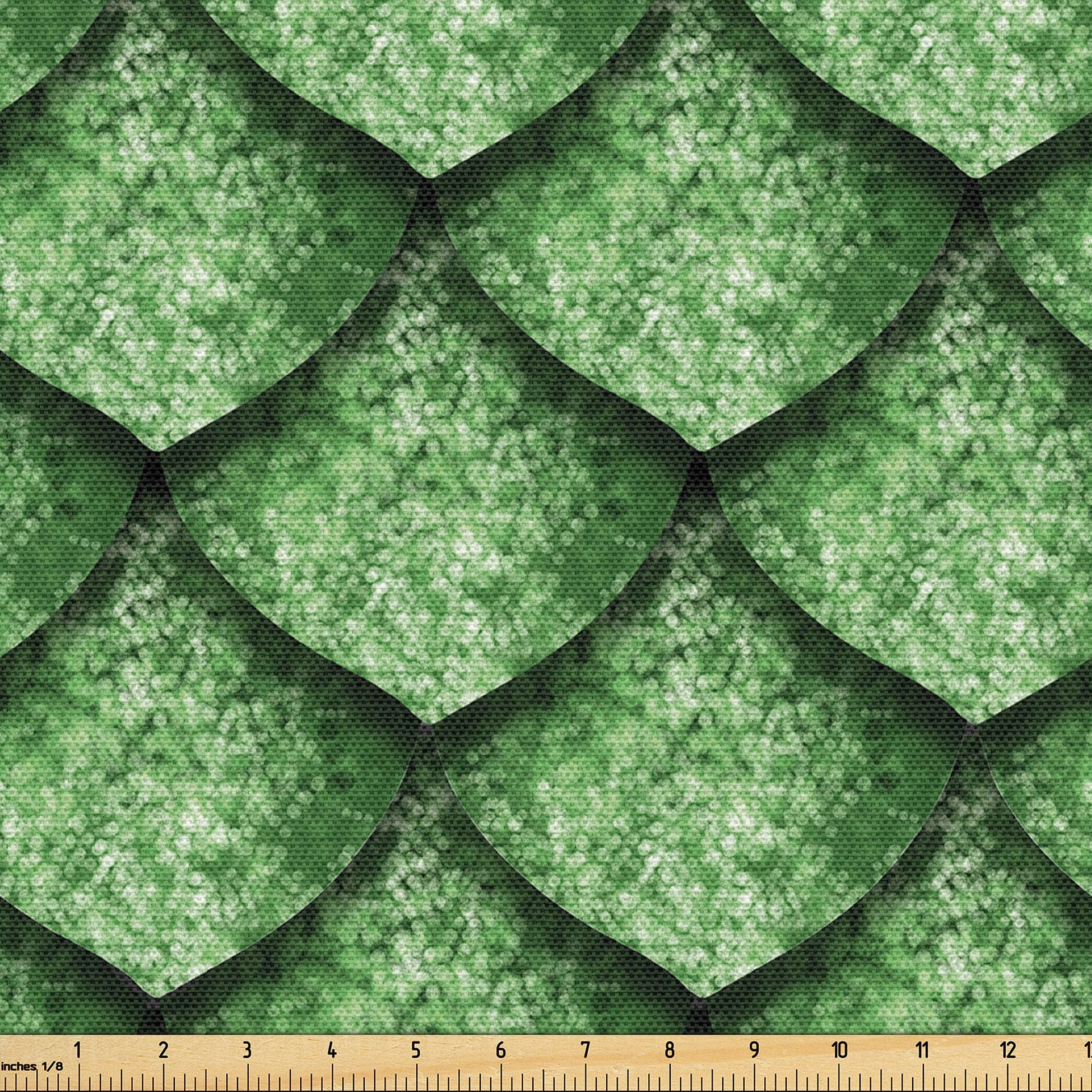 Ambesonne Scale Print Fabric by the Yard Upholstery, Leafy Fish Skin ...
