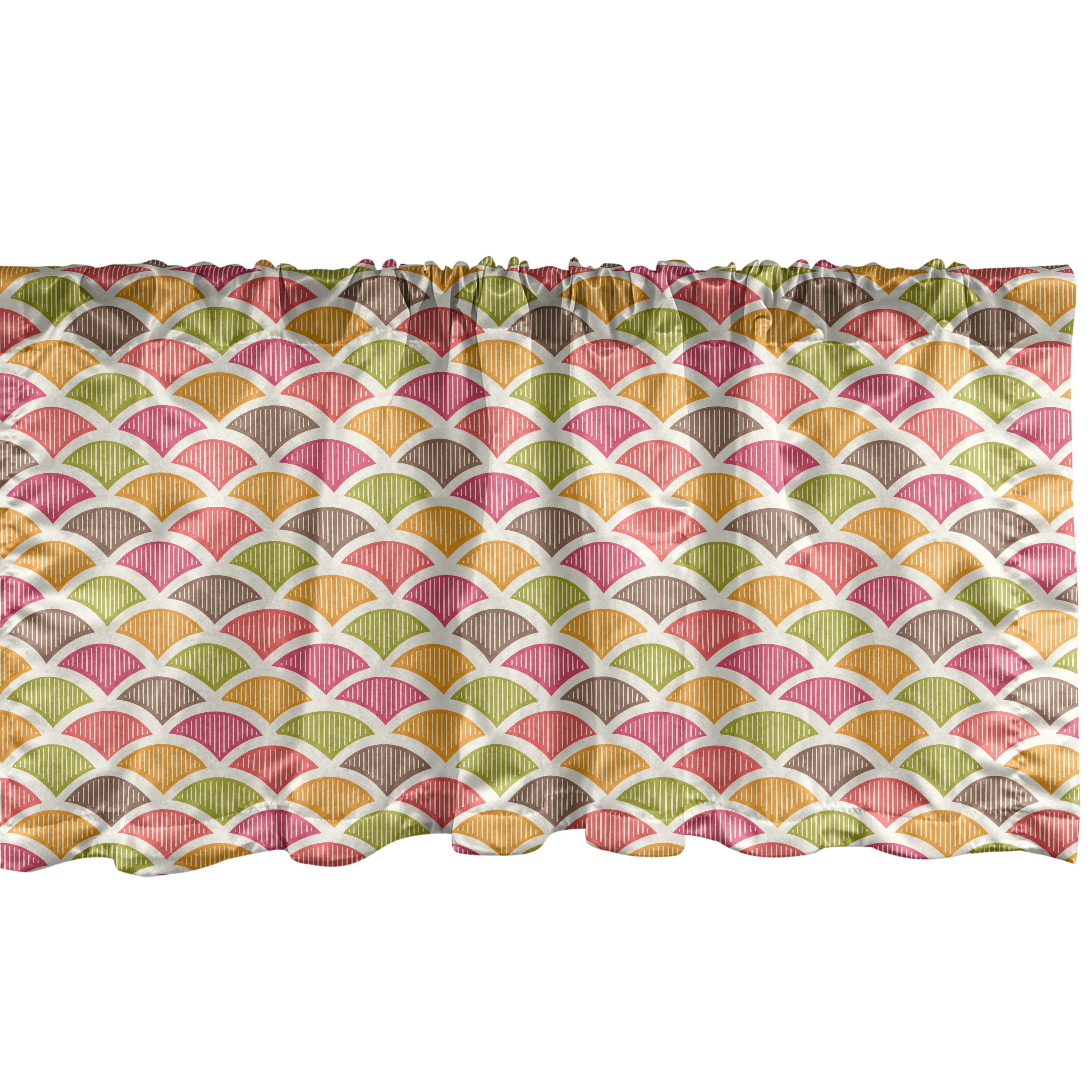 Ambesonne Scale Valance Pack of 2, Retro Half Circle Motif, 42"X18 ...