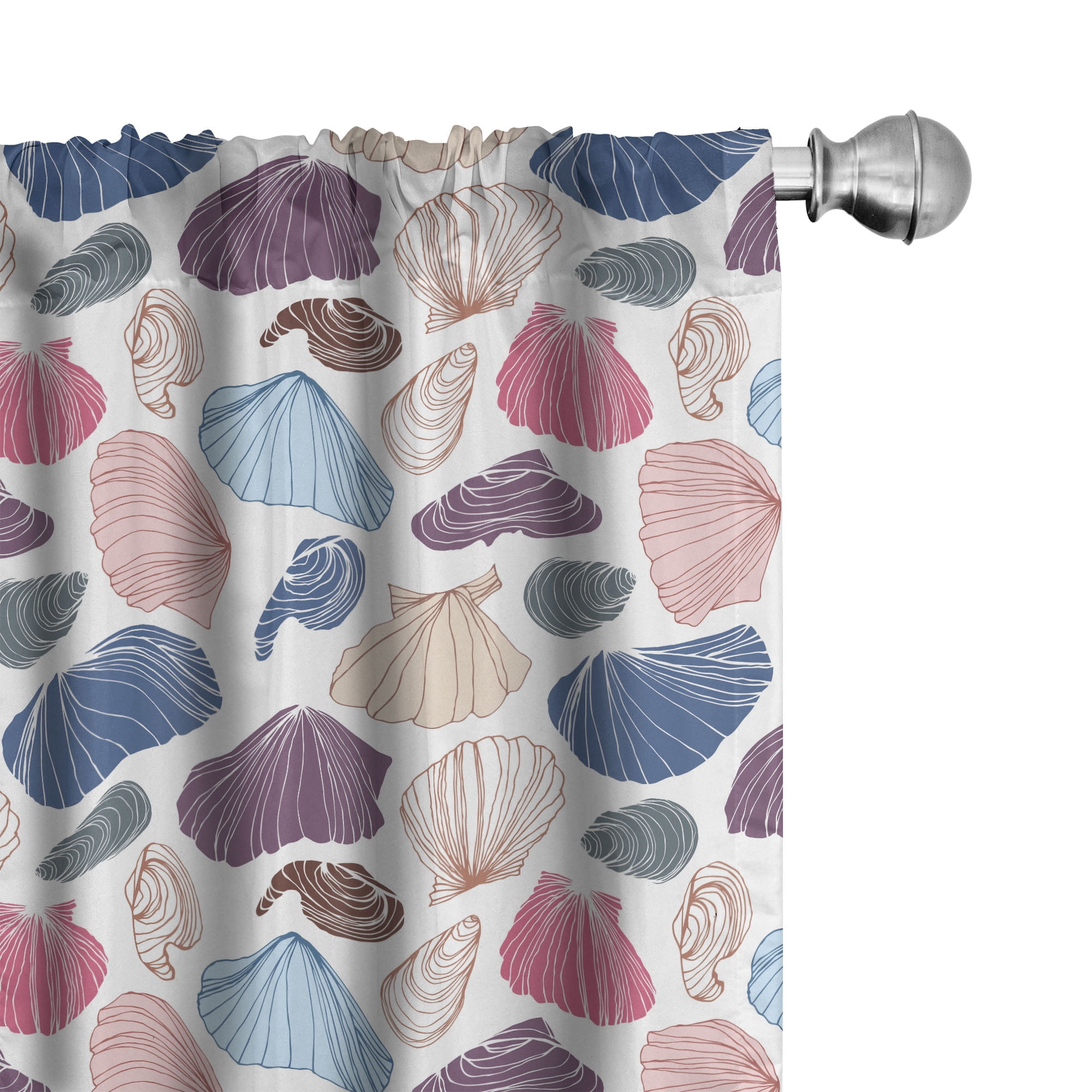 Ambesonne Scallop Curtains, Hand Drawn Colorful Shells, Pair of 28"x84 ...