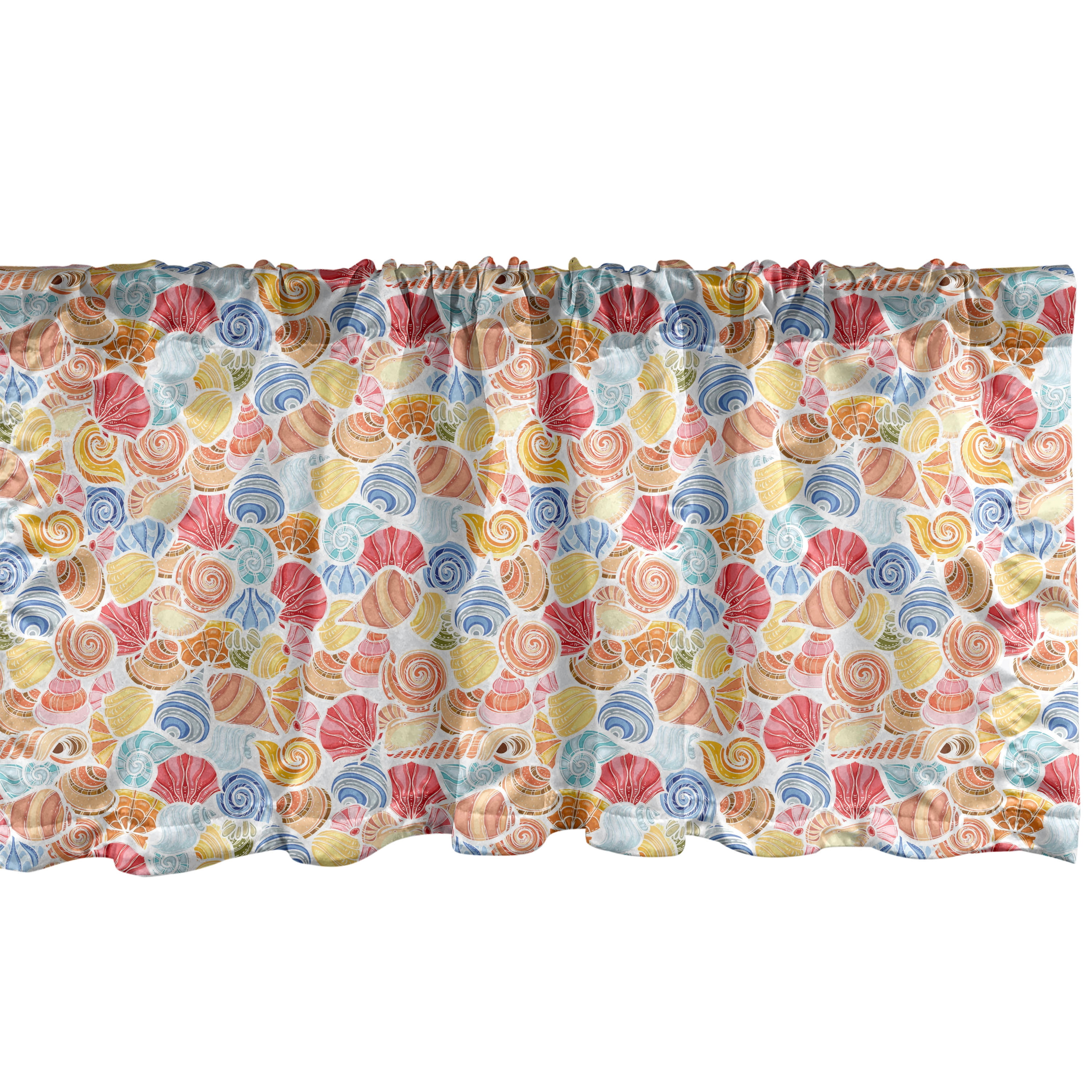 Ambesonne Scallop Window Valance, Colorful Sea Life Shells, 54" X 18 ...