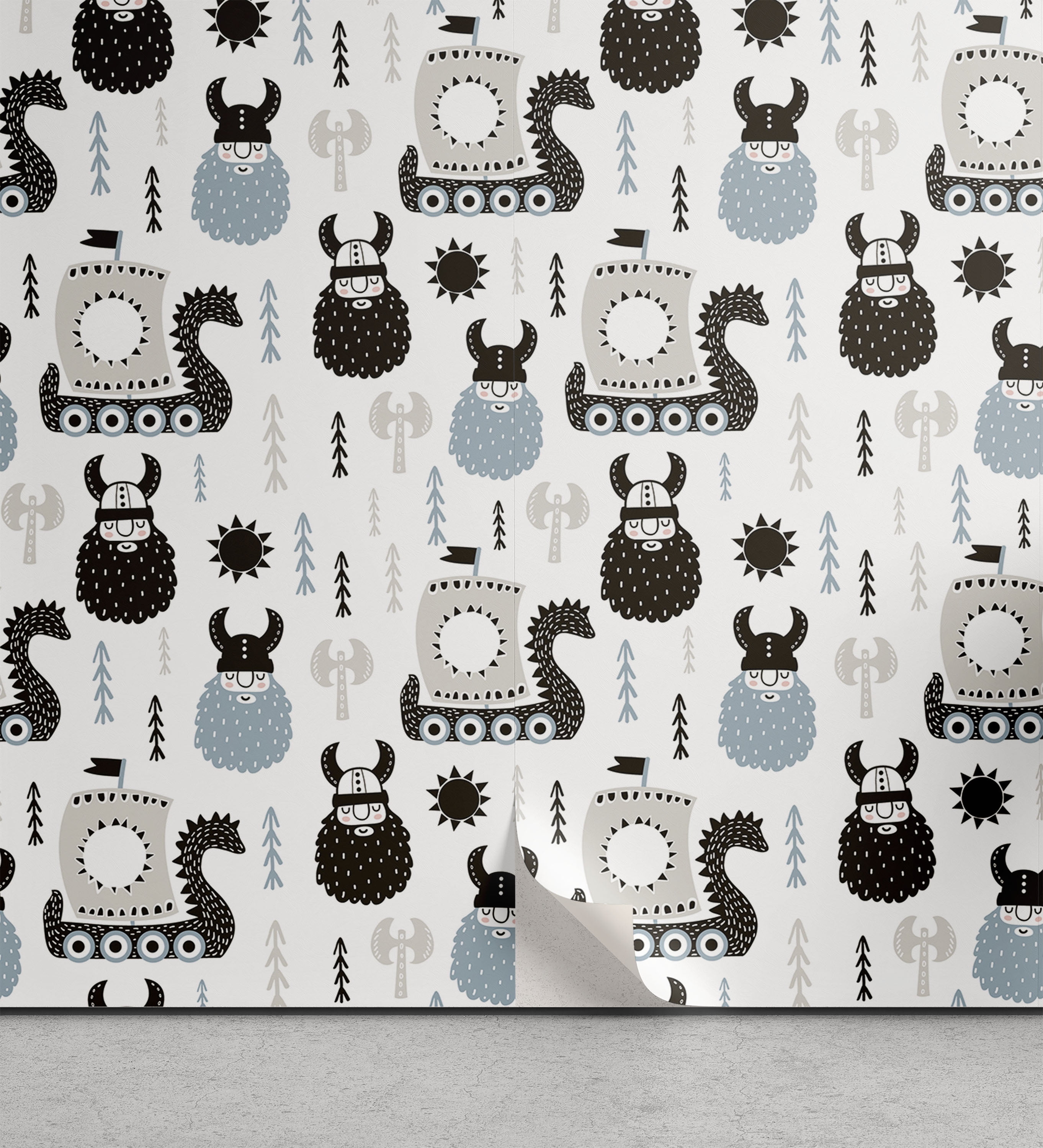 Ambesonne Scandinavian Peel & Stick Wallpaper for Home, Longboats ...