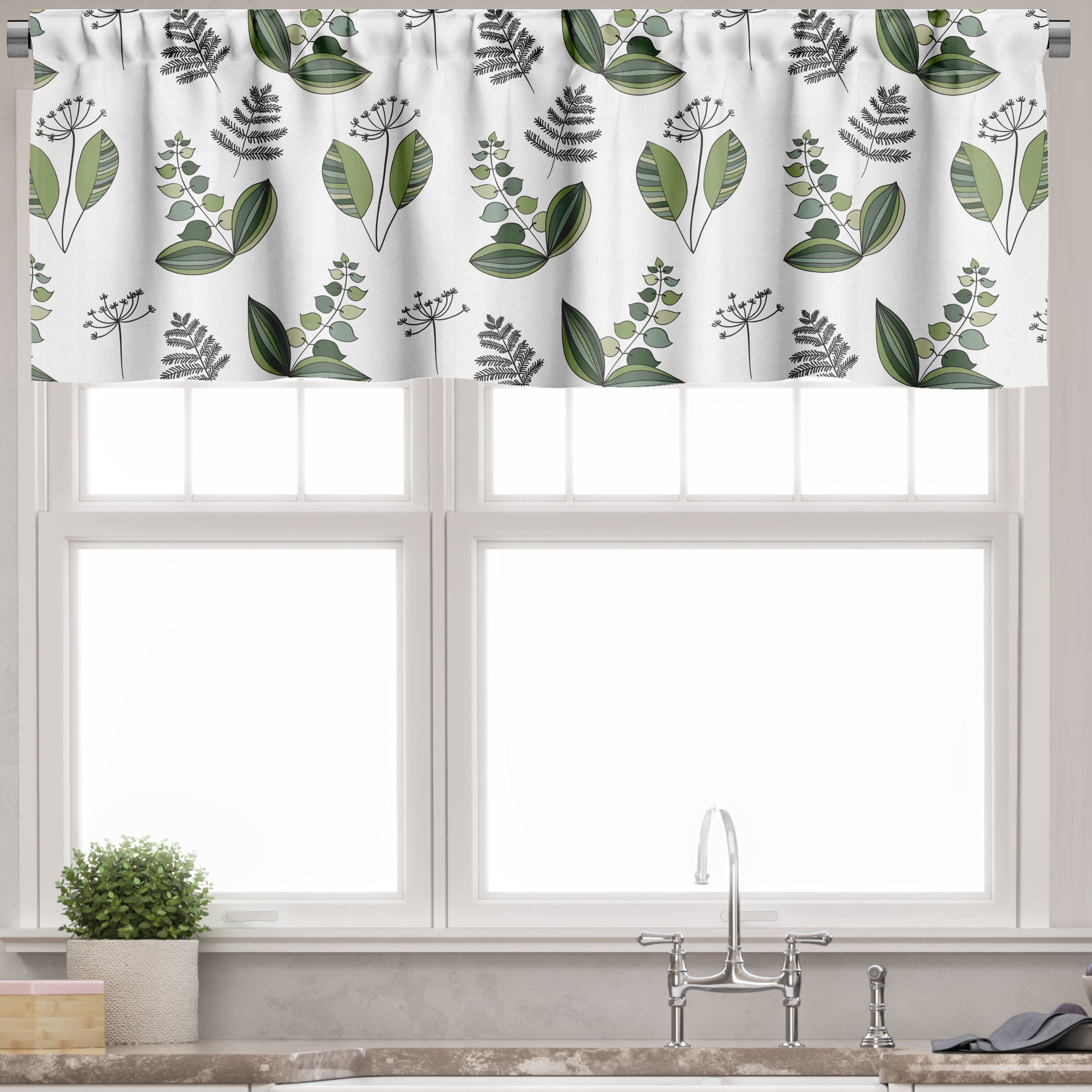 Ambesonne Scandinavian Window Valance, Fresh Blooming Plants, 54" X 18 ...