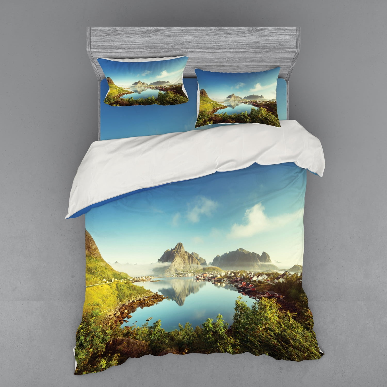 Ambesonne Scenery Bedding Set 4 Pcs, Sunny Fall Day Image, Queen, Green ...
