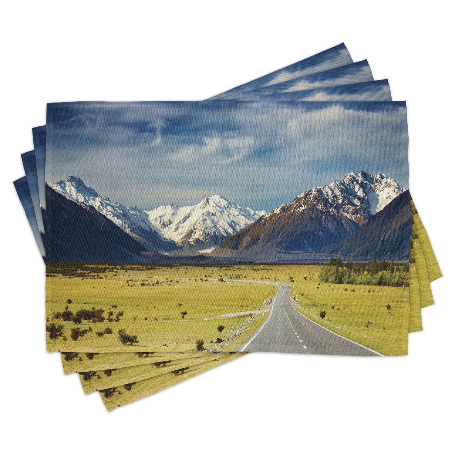 Ambesonne Scenery Place Mats Set of 4, Snowy Mountains Alps, Standard ...
