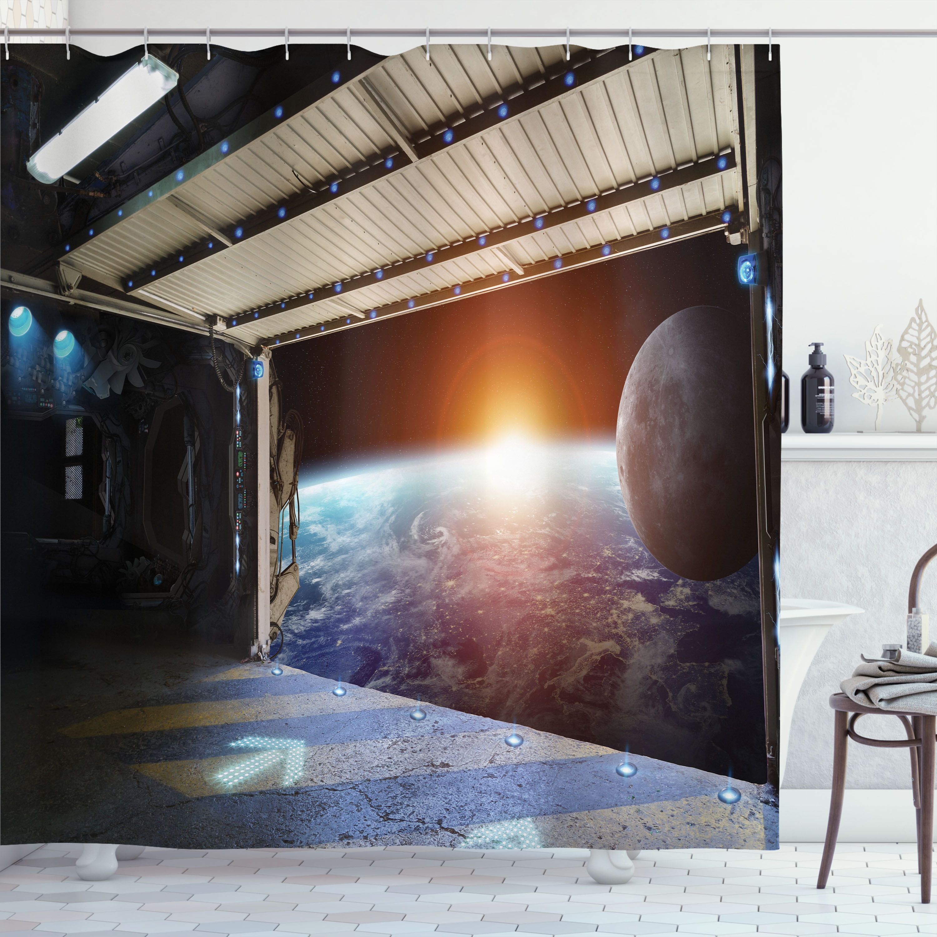 Ambesonne Scenery Shower Curtain, Earth Galaxy Space, 69"Wx84"L ...