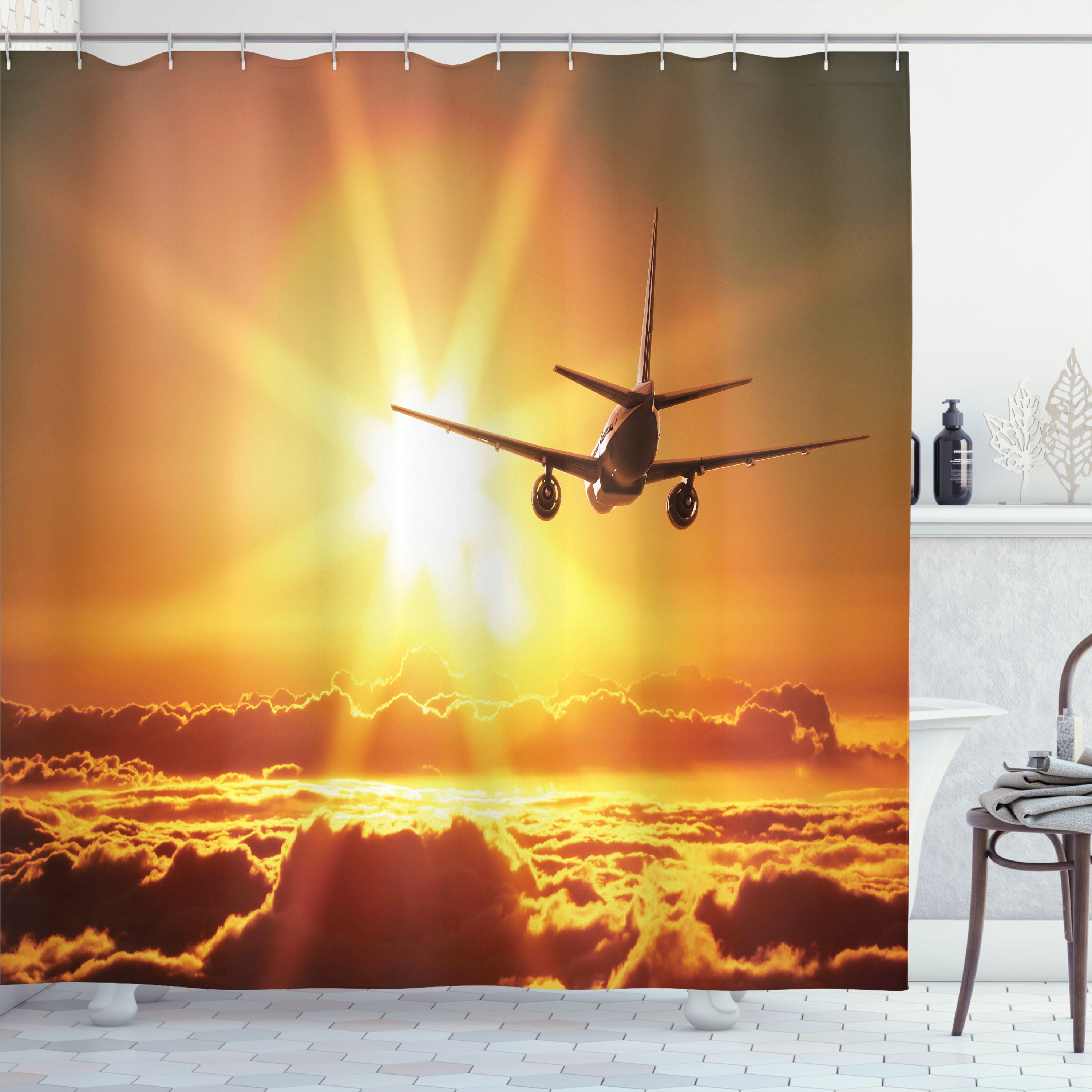 Ambesonne Scenery Shower Curtain, Widebody Jet Air Plane, 69"Wx75"L ...