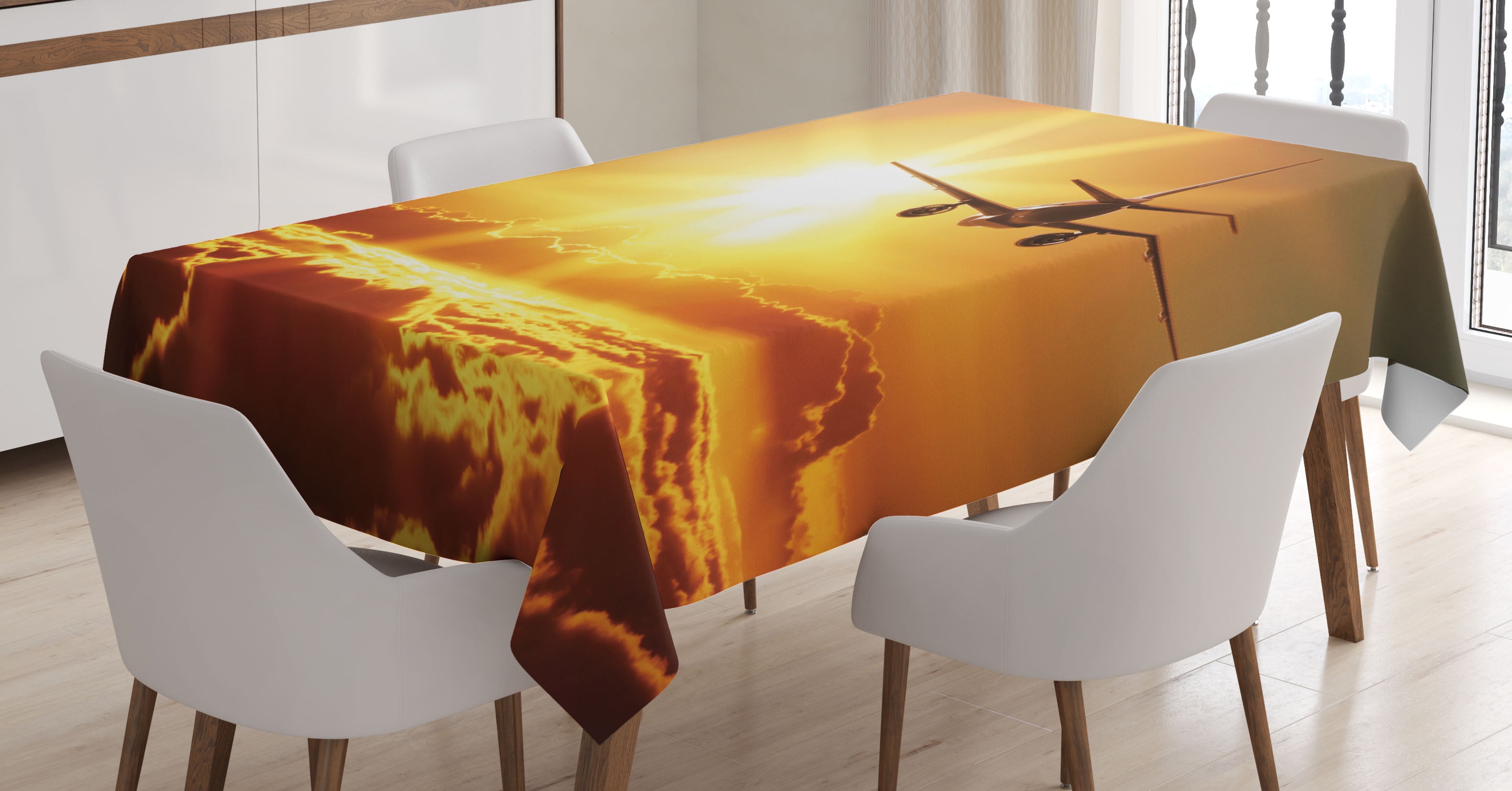 Ambesonne Scenery Tablecloth Rectangular Table Cover, Widebody Jet Air ...