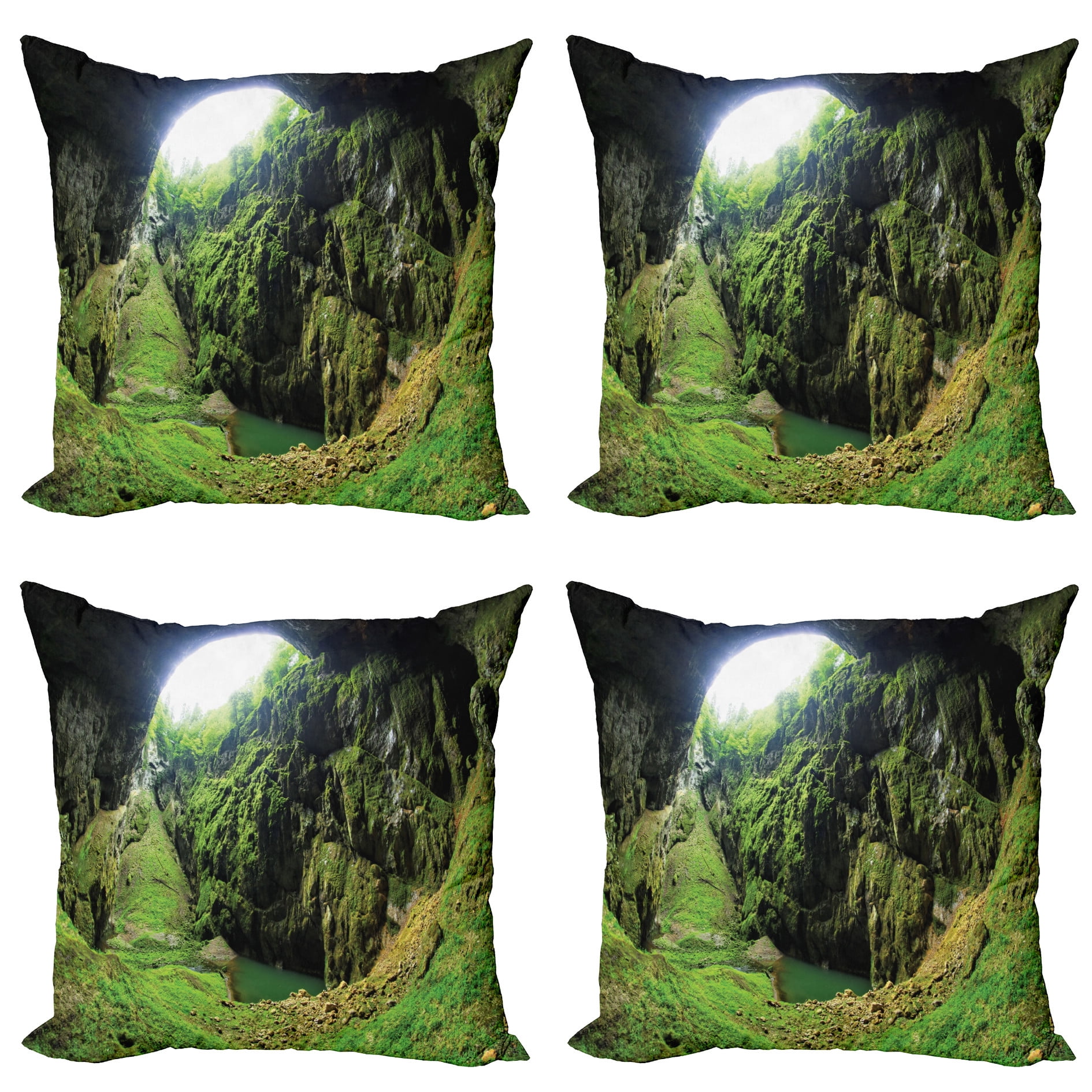 Ambesonne Scenery Throw Pillow Cover 4 Pack, Punkevni Cave in Czech, 18 ...