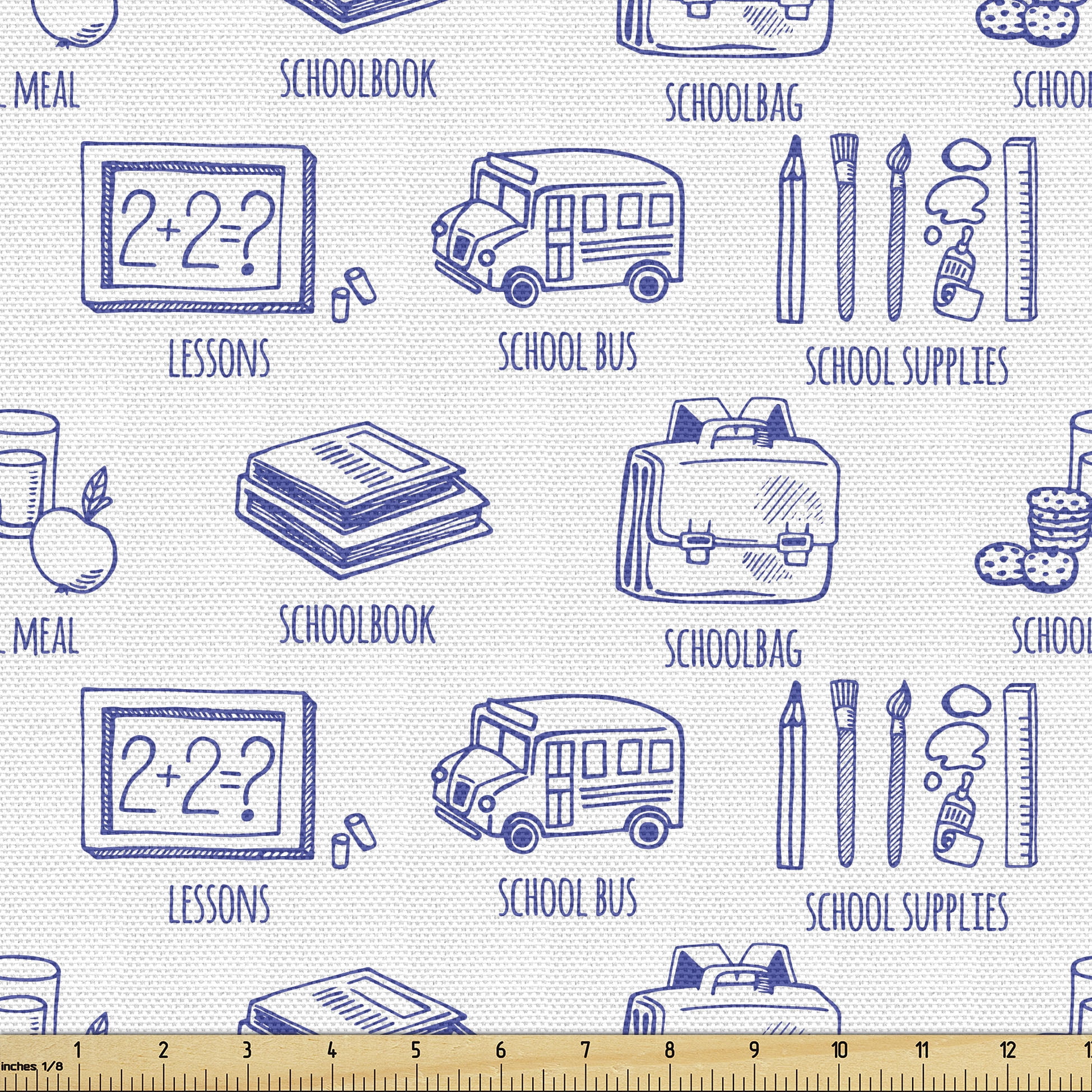 Ambesonne School Bus Fabric by the Yard Upholstery, Bag Education ...